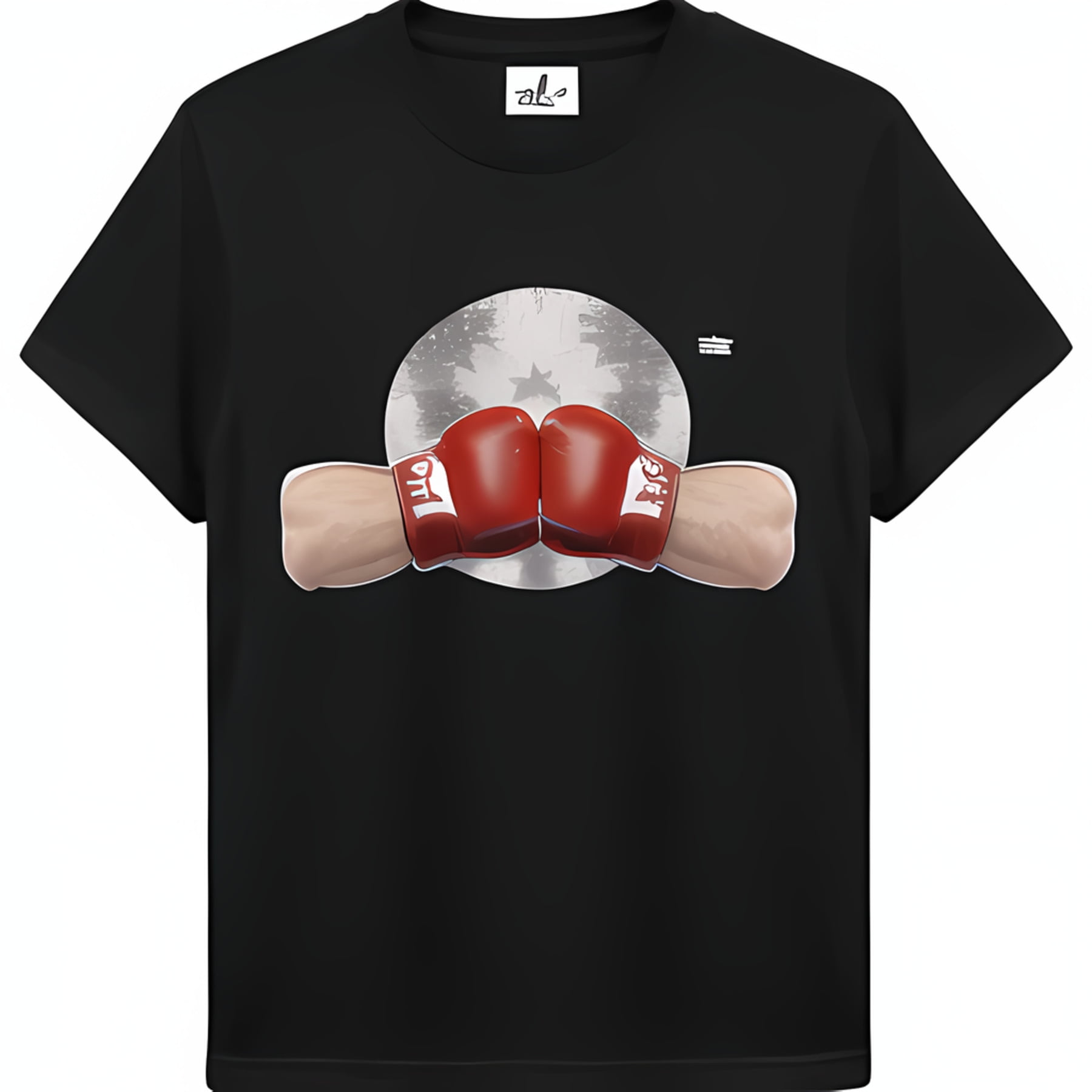 Black T-Shirt with Cute Boxing Gloves on the Moon Design Vector ...