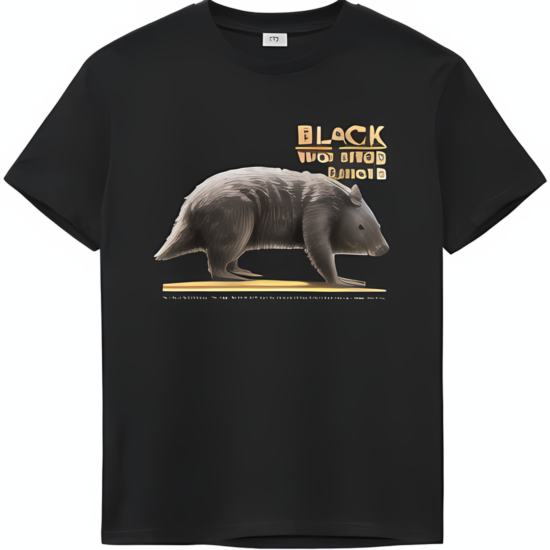 Black T-Shirt with Cute Cartoon Female Giant Australian Wombat and ...