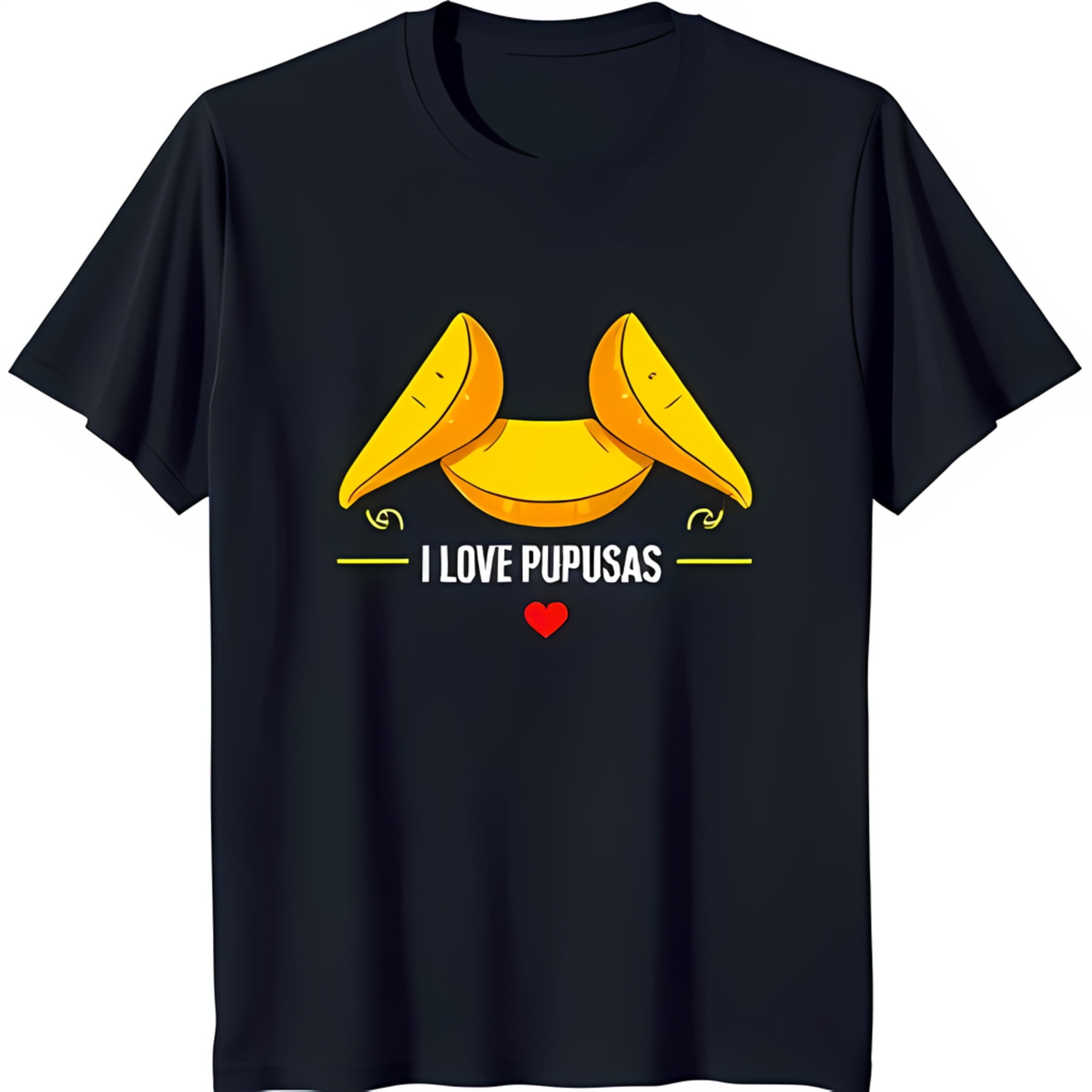 Black T-Shirt with Cute Pupusas Graphic I Love Pupusas Design - Walmart.com