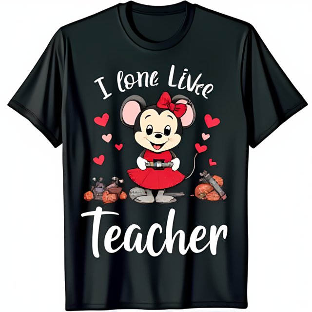 Black T-Shirt with Cute in Red Dress & Bow I Love My Teacher Design for ...