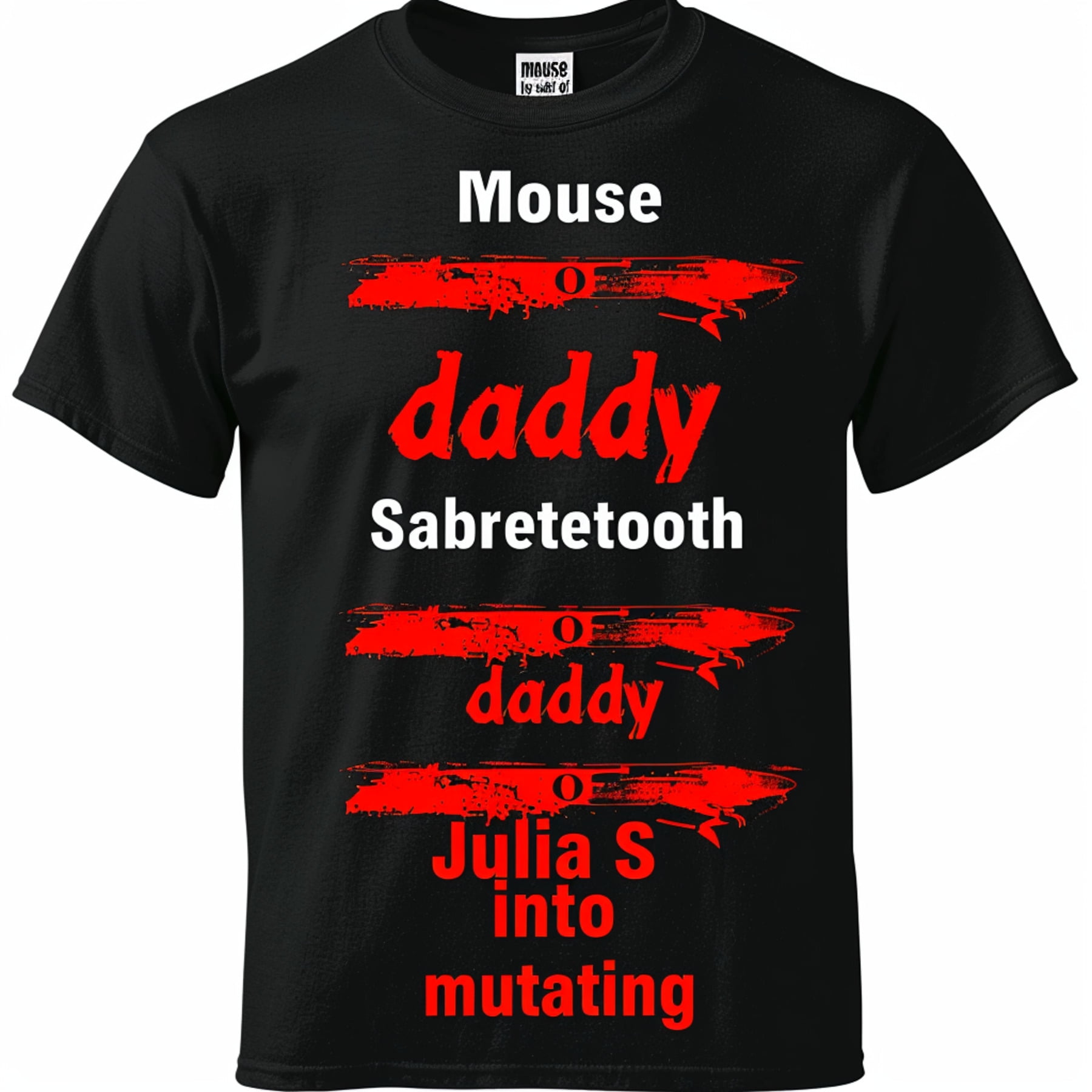 Black T Shirt with 'Daddy' and 'Julia' Levels in Red Ink Vector Art ...