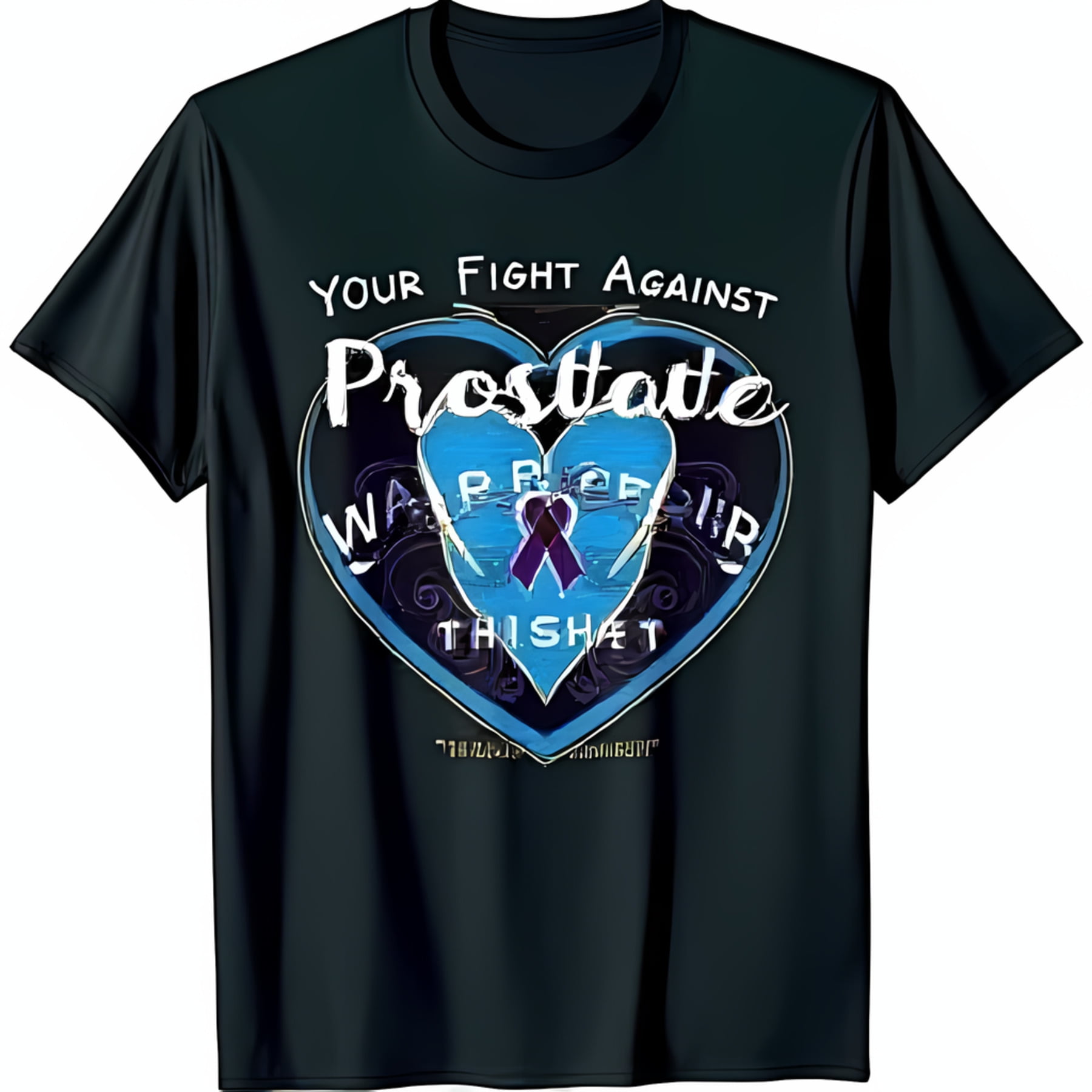 Black T-Shirt with Dark Blue Heart & Ribbon 'Your Fight Against ...