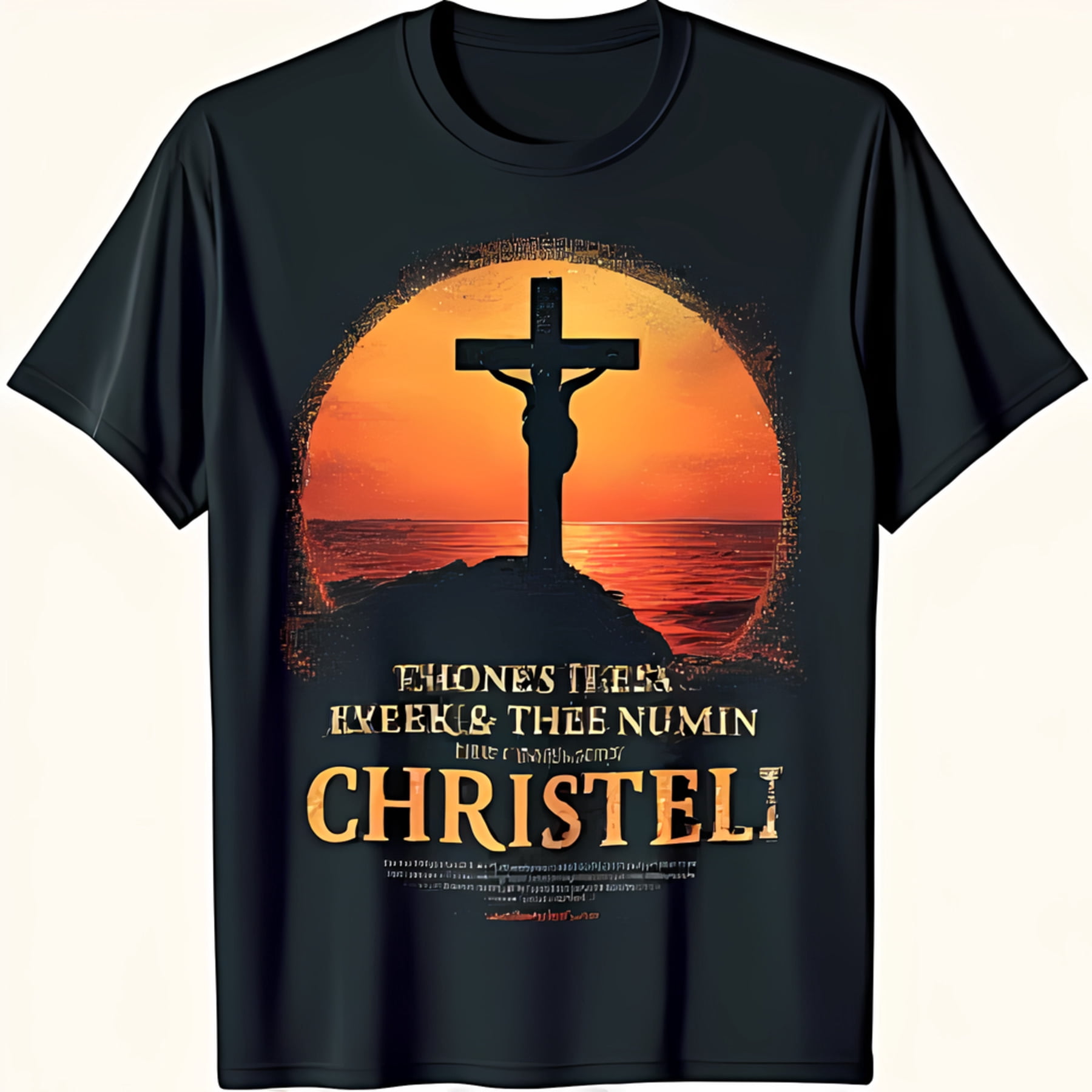 Black T-Shirt with Dark Graphic & Sunset Backdrop - Walmart.com