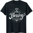 Black T-Shirt with Decorative Design & 'Blessing' in Cursive - Walmart.com