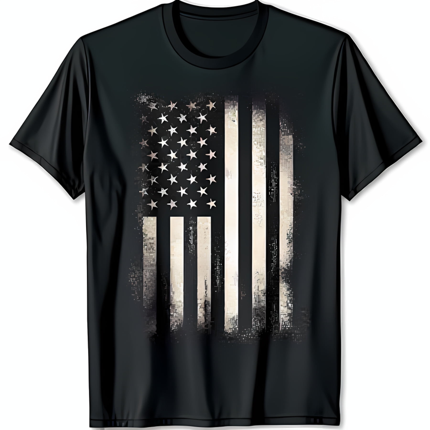 Black T-Shirt with Design Casual Tee - Walmart.com