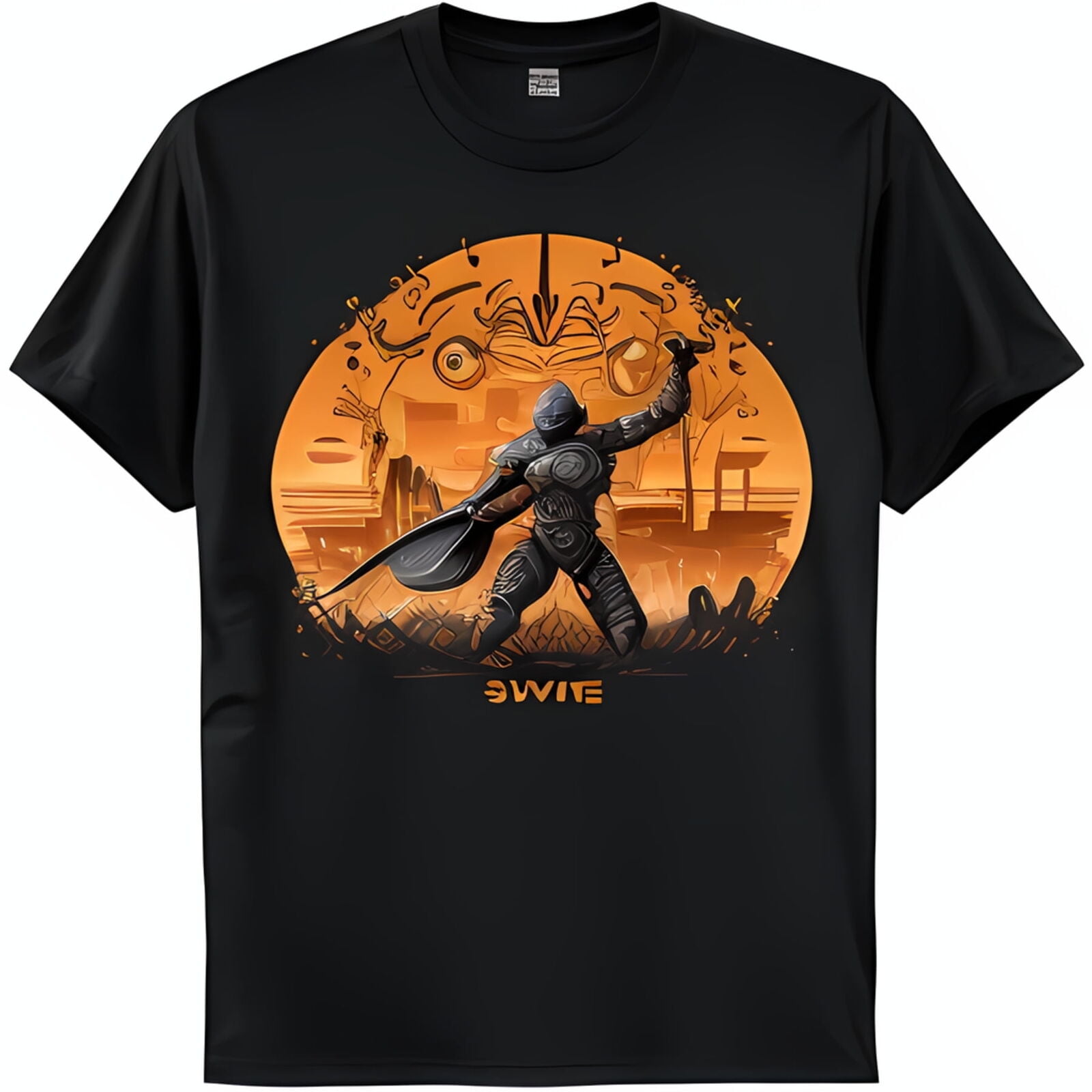 Black T-Shirt with Design & Graphic Sunset Background SWITE Print ...