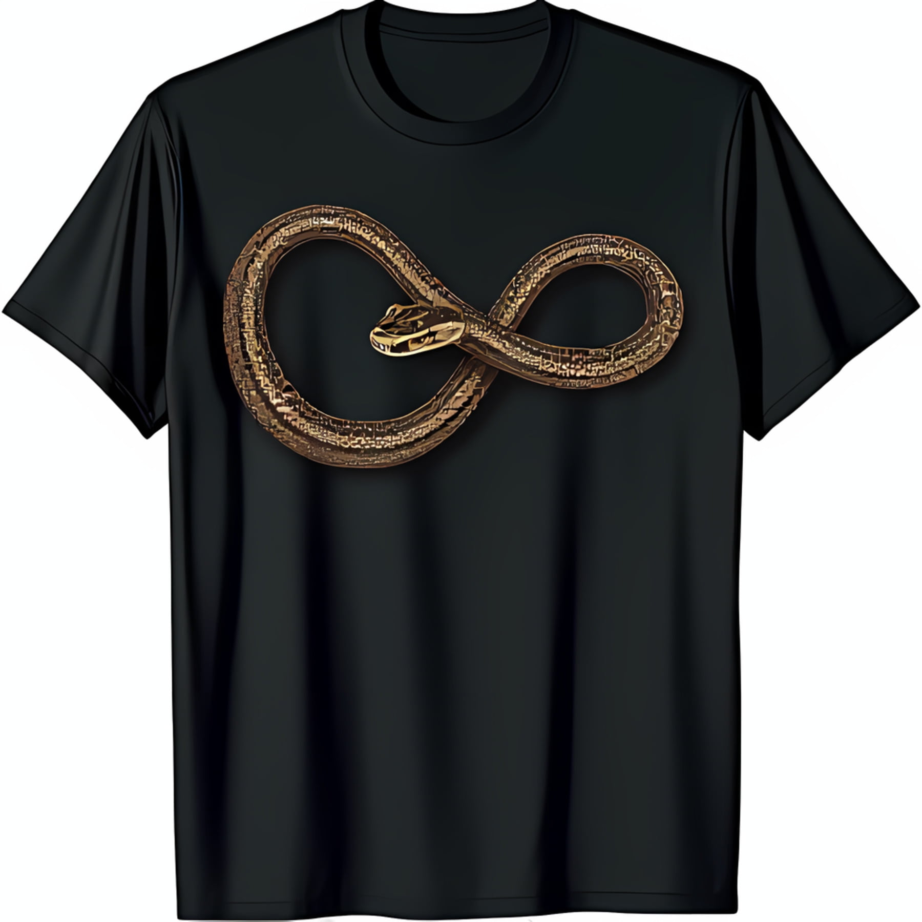 Black T-Shirt with Detailed Snake Design Symbol of Life - Walmart.com