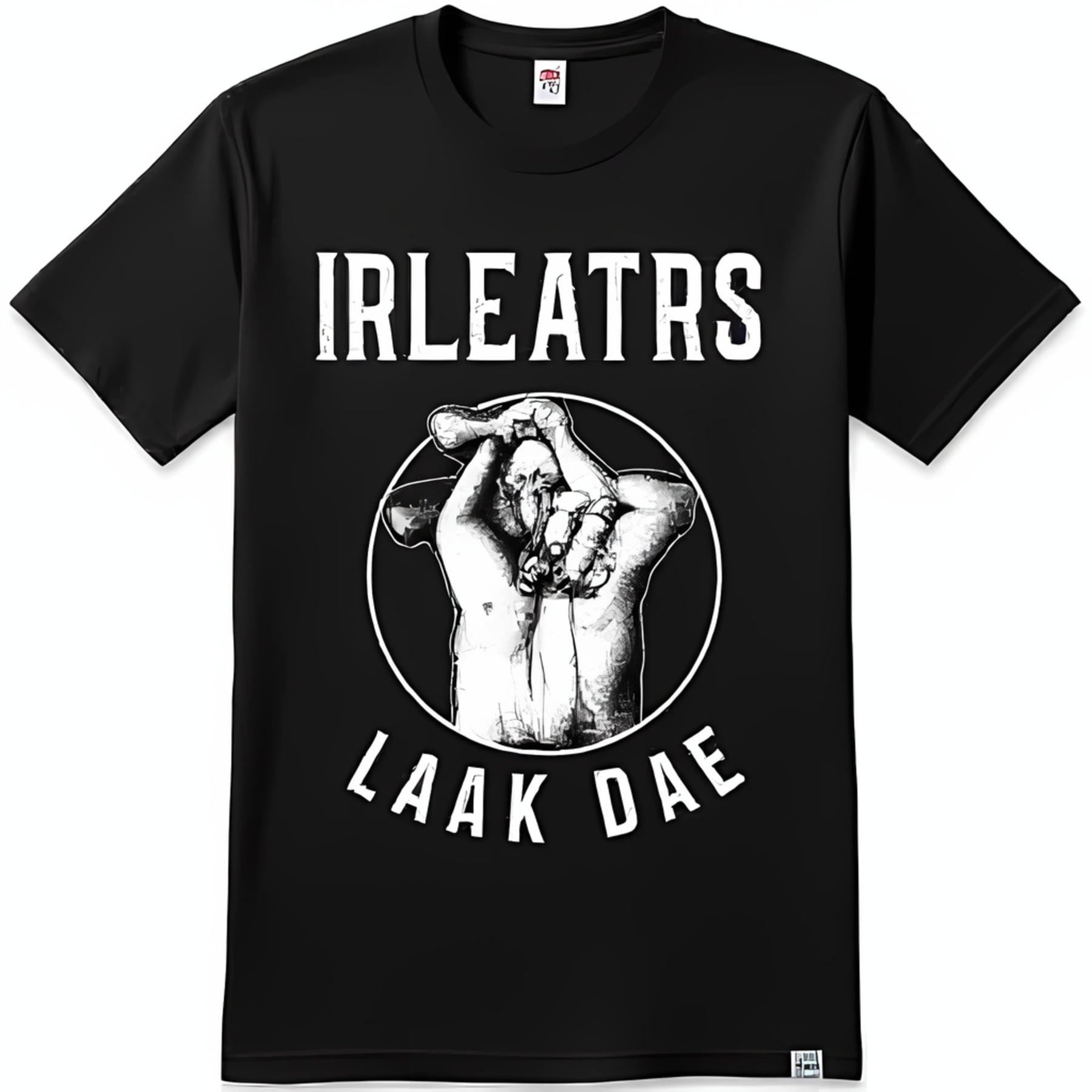 Black T-Shirt with Disturbing Graphic Print of Contorted Man IRLEATRS ...