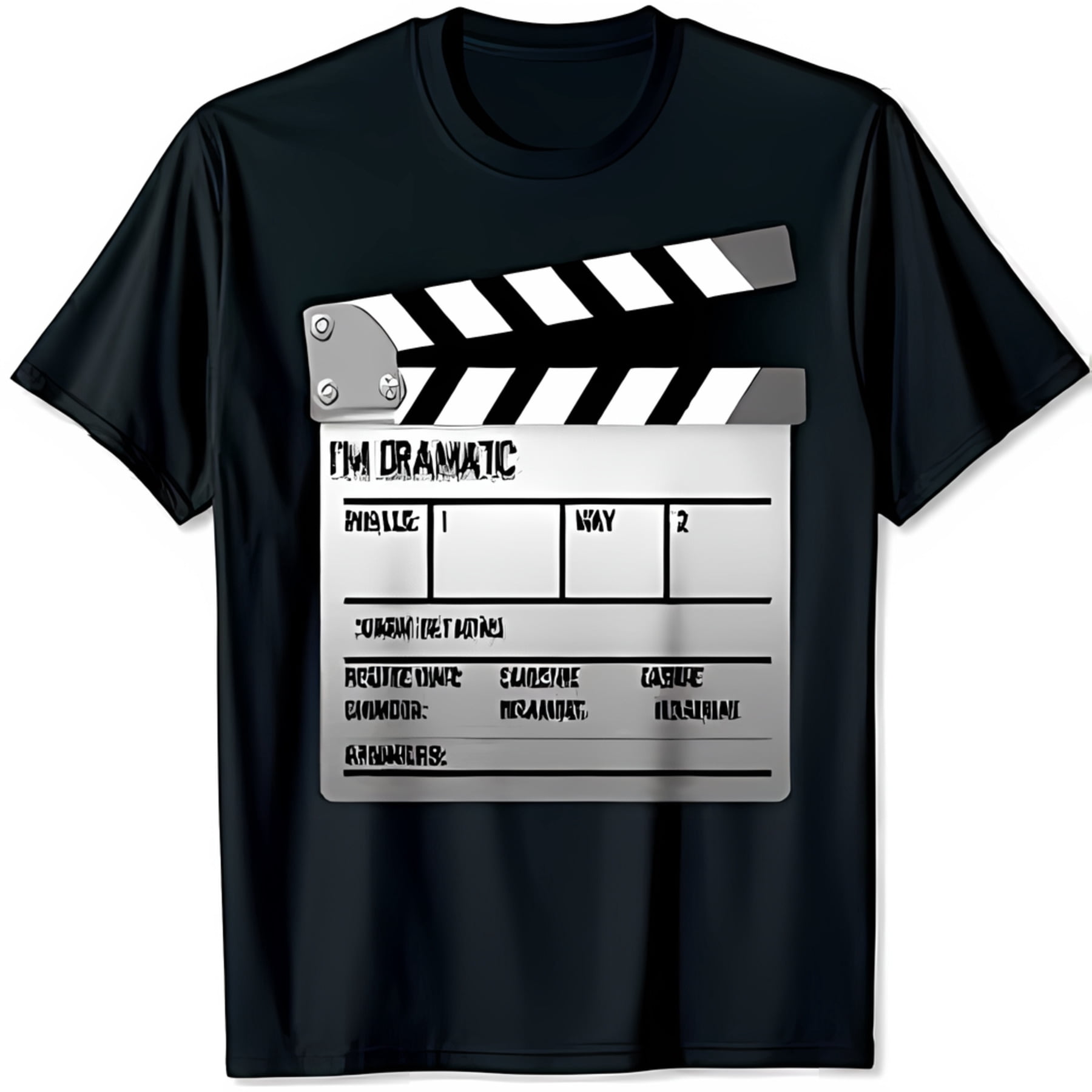 Black T-Shirt with Dramatic Clapperboard Graphic I M DRAMATIC Design ...
