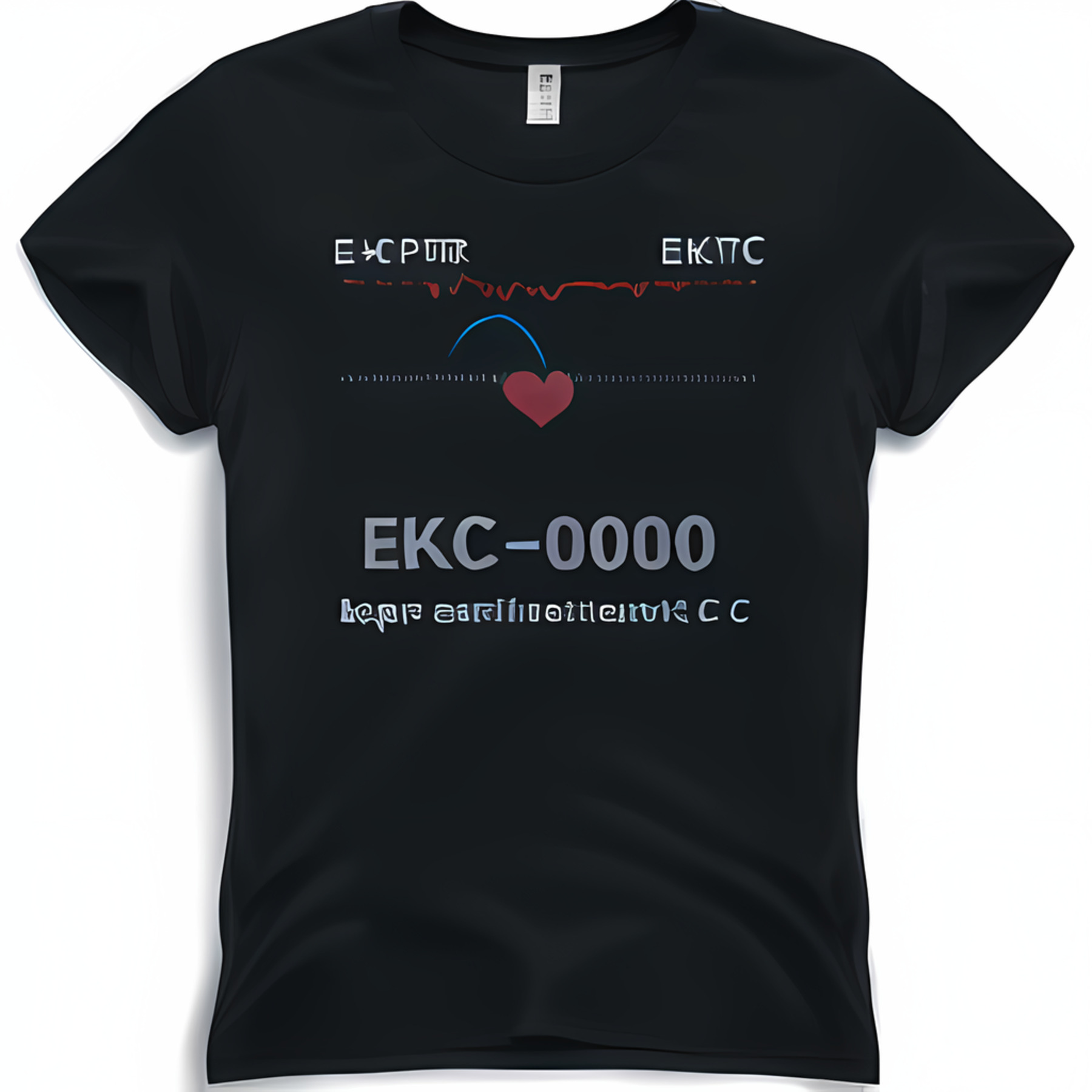 Black T-Shirt with ECG Line Graph and Heart Monitor Device Design ...