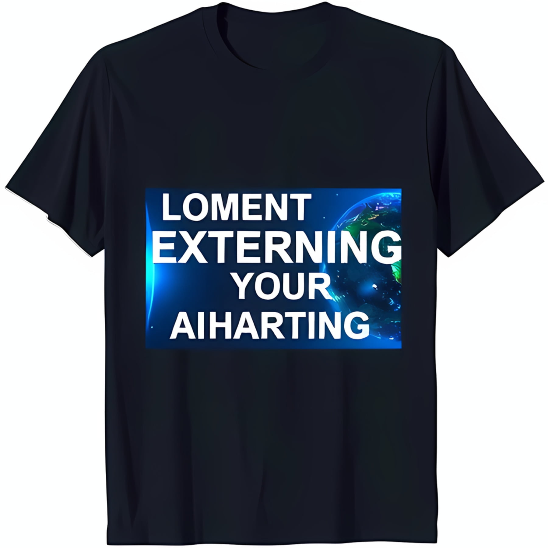 Black T-Shirt with Earth Photo from Space 'LOMENT EXTERNING YOUR ...