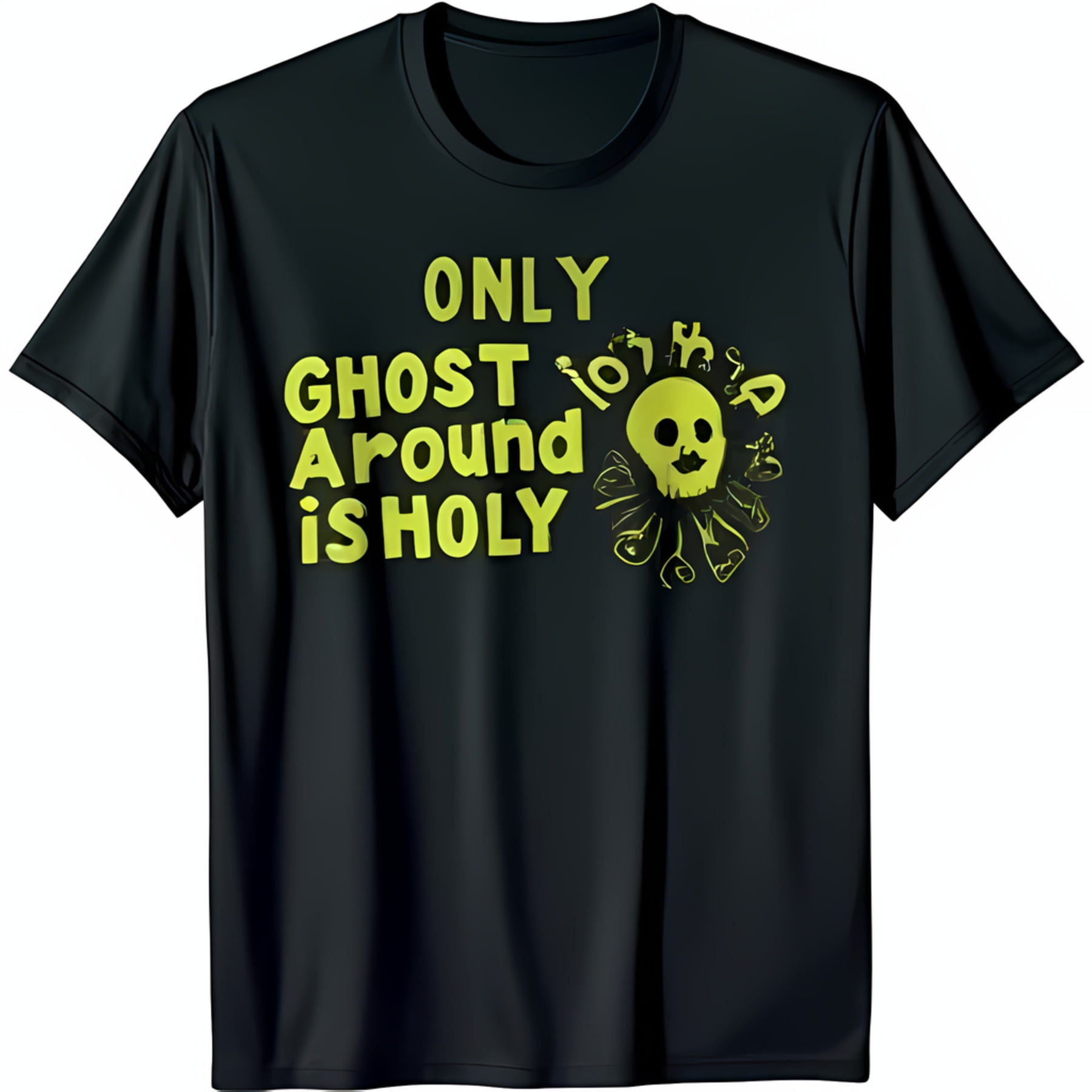 Black T-Shirt with Edgy Graphic Only Ghost Around is Design - Walmart.com