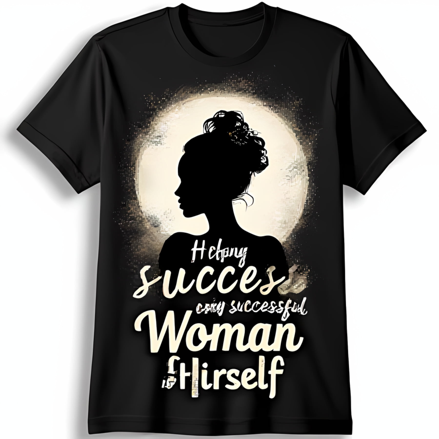 Black T-Shirt with Elegant Woman & Sparkling Moon Graphic - Walmart.com