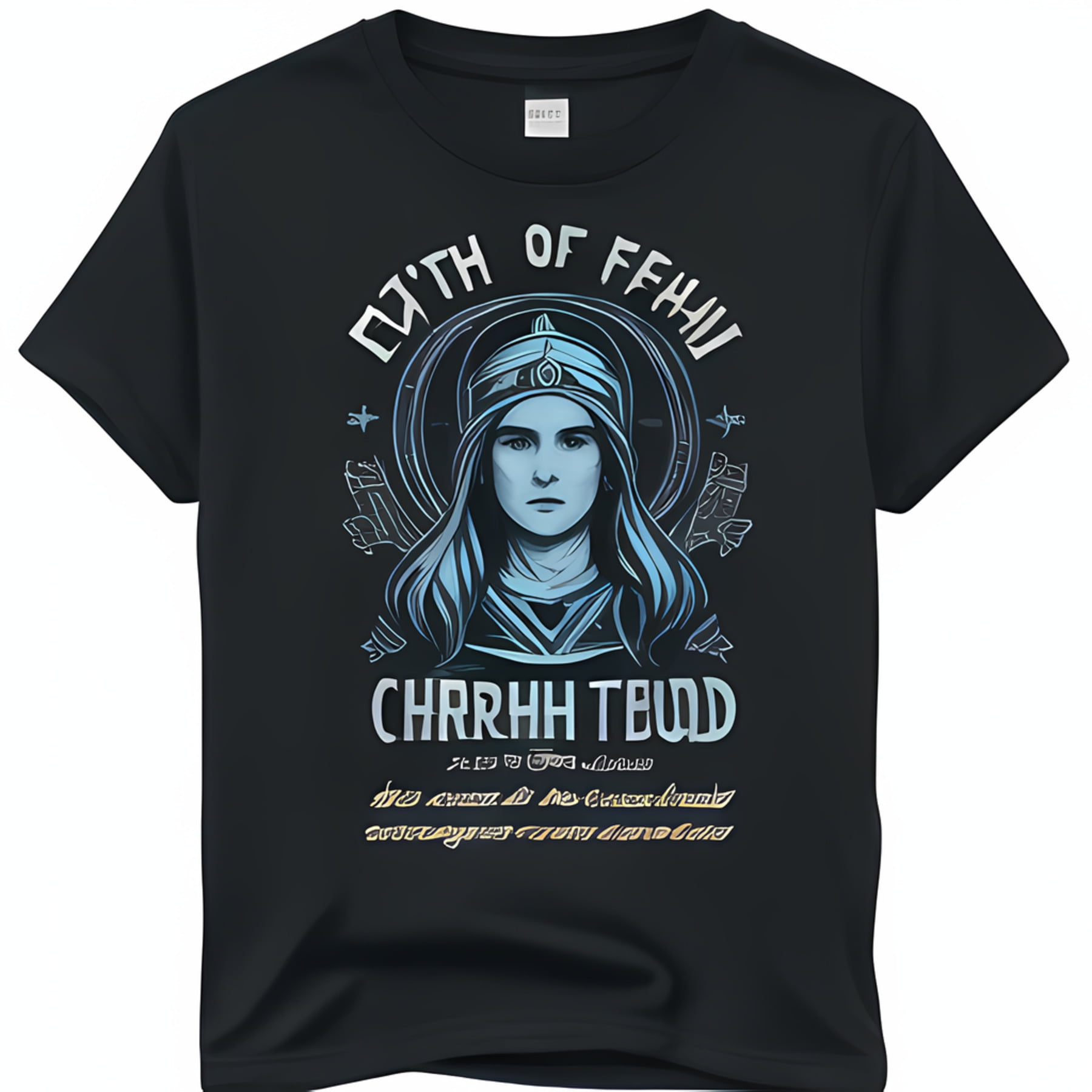 Black T-Shirt with Fantasy Character Portrait OATH OF FEHU Design ...