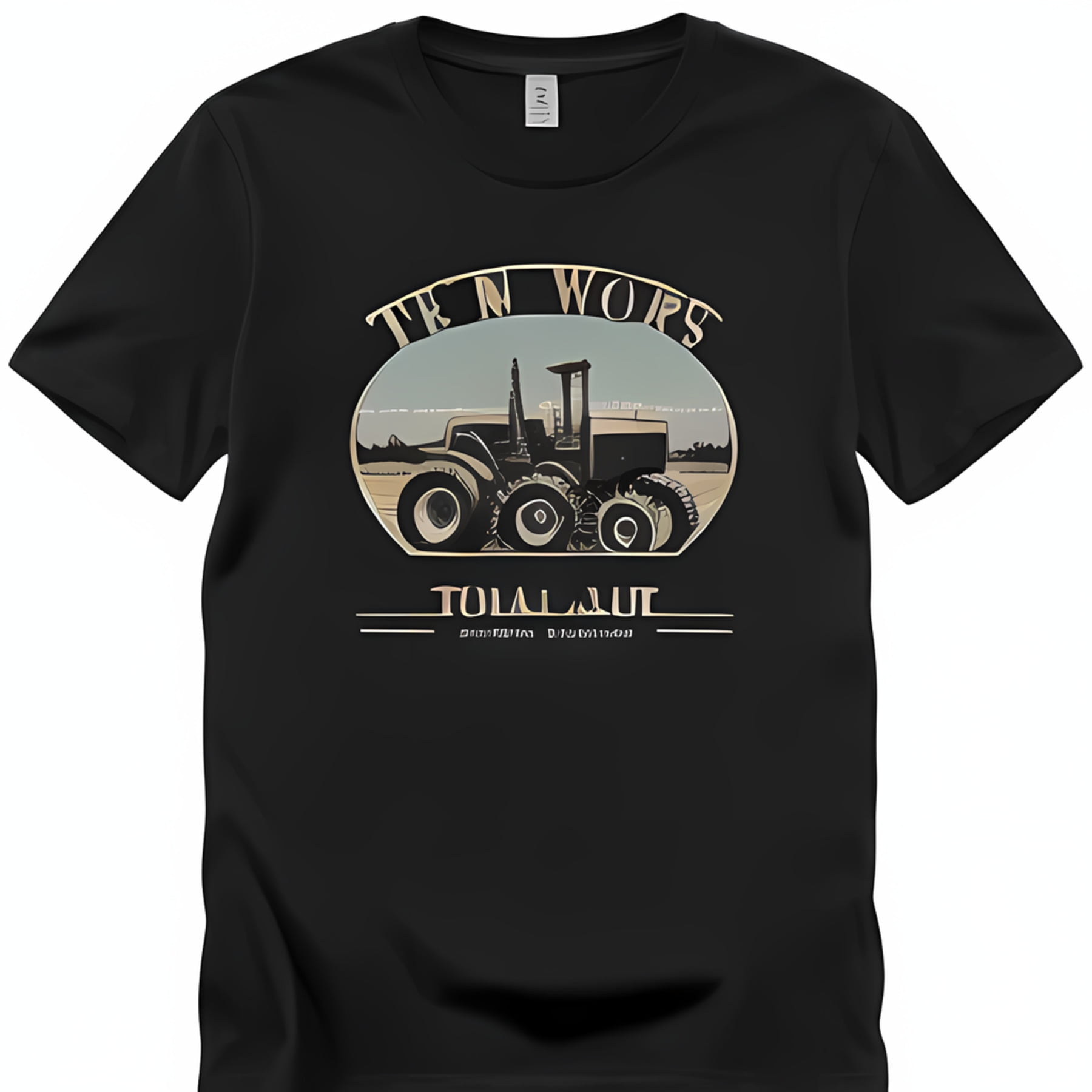 Black T-Shirt with Farm Tractor Graphic TR N WORS & TOTAL AUE Design - Walmart.com