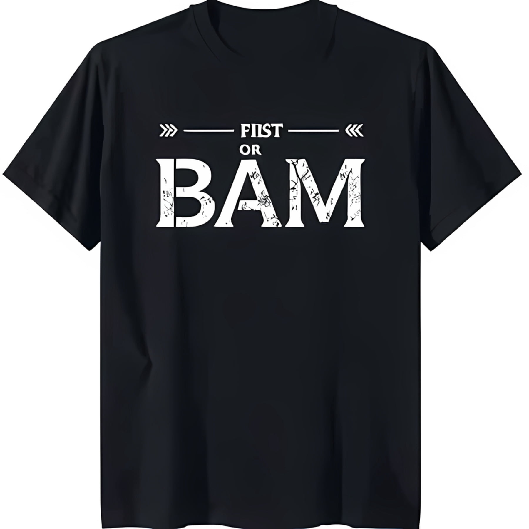 Black T-Shirt with 'Fist or BAM' Graphic & Inward Arrows - Walmart.com