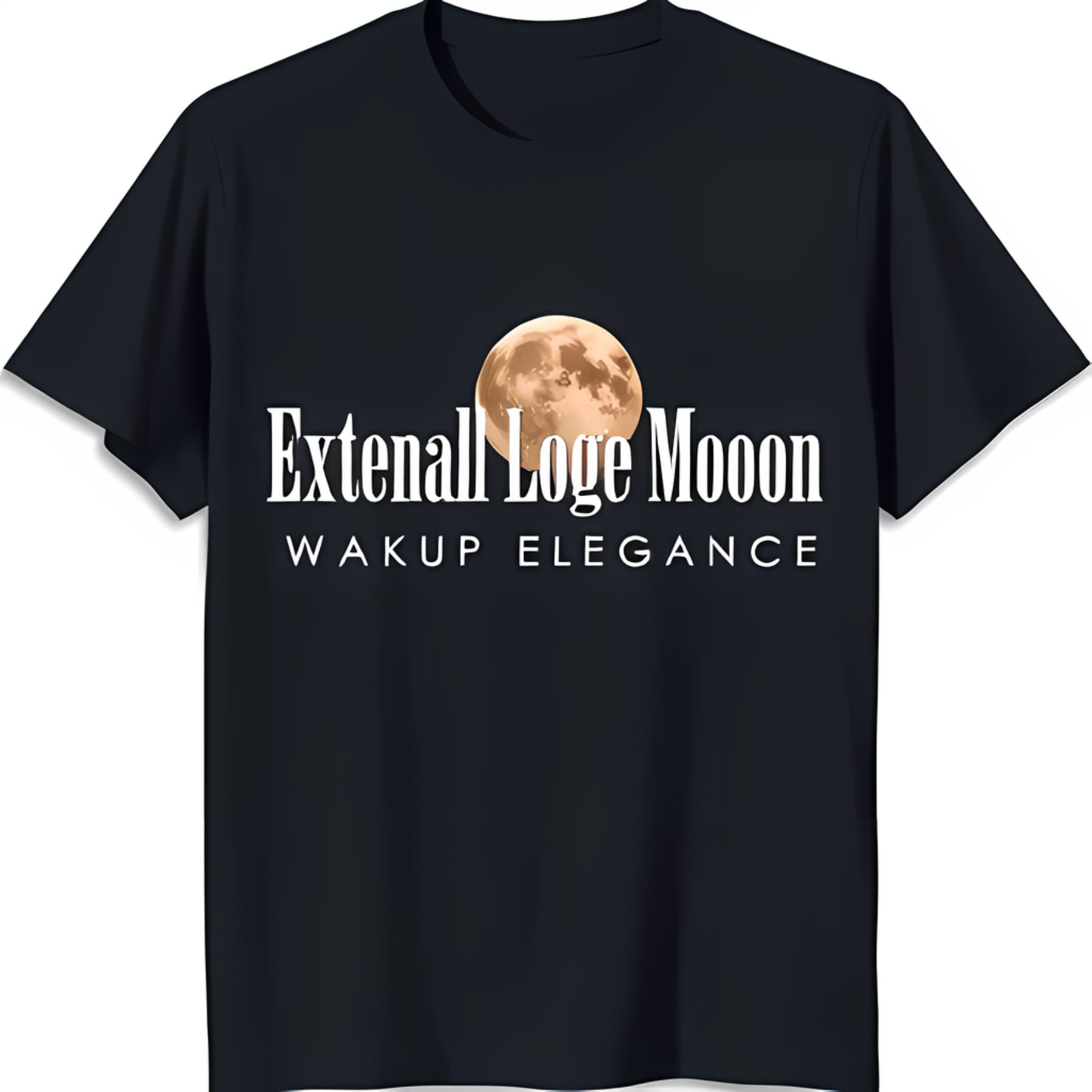 Black T-Shirt with Full Moon Graphic Externall Loge Moon & Wakup Elegance Design - Walmart.com