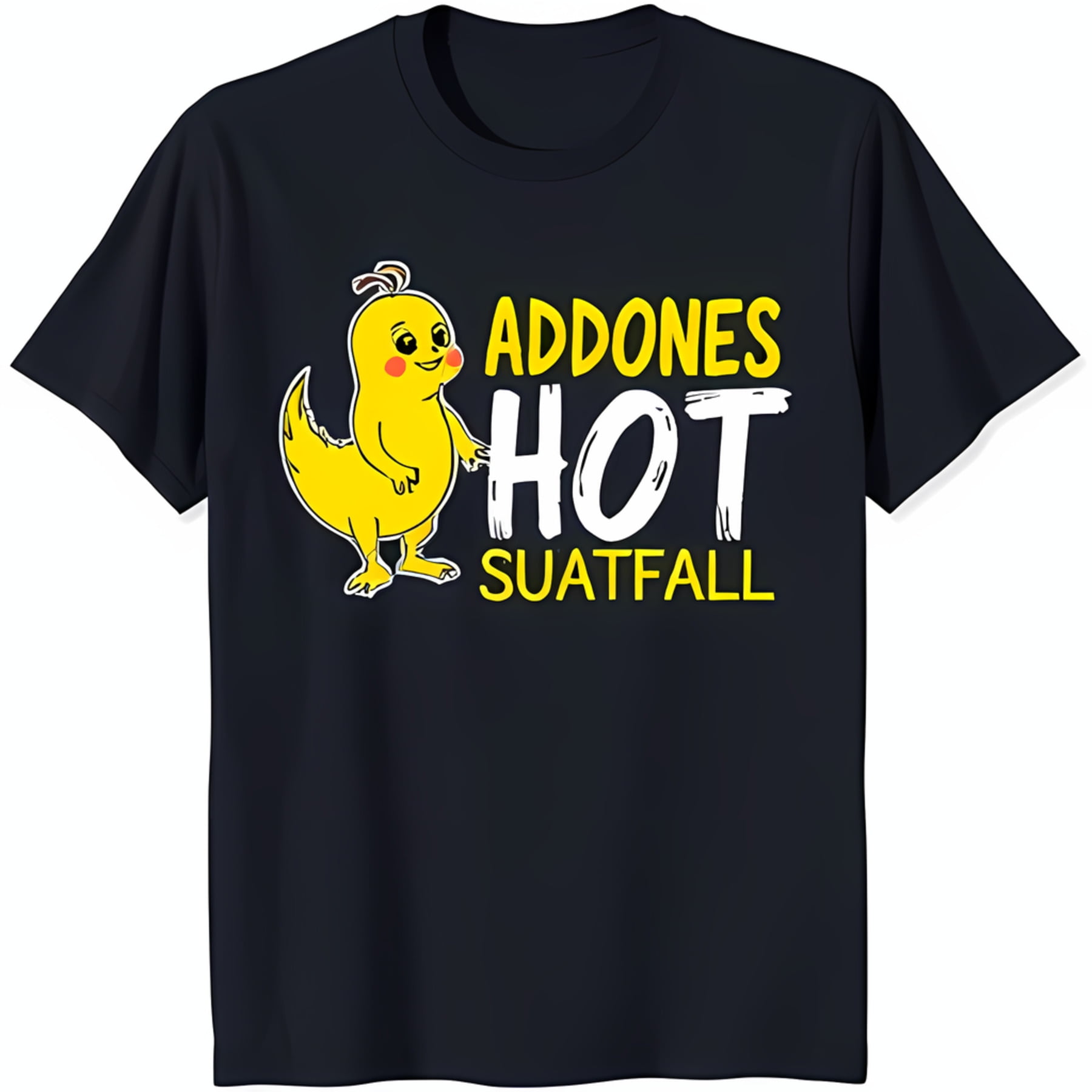 Black T-Shirt with Fun Cartoon Character Graphic Big Eyes & Smiling ...