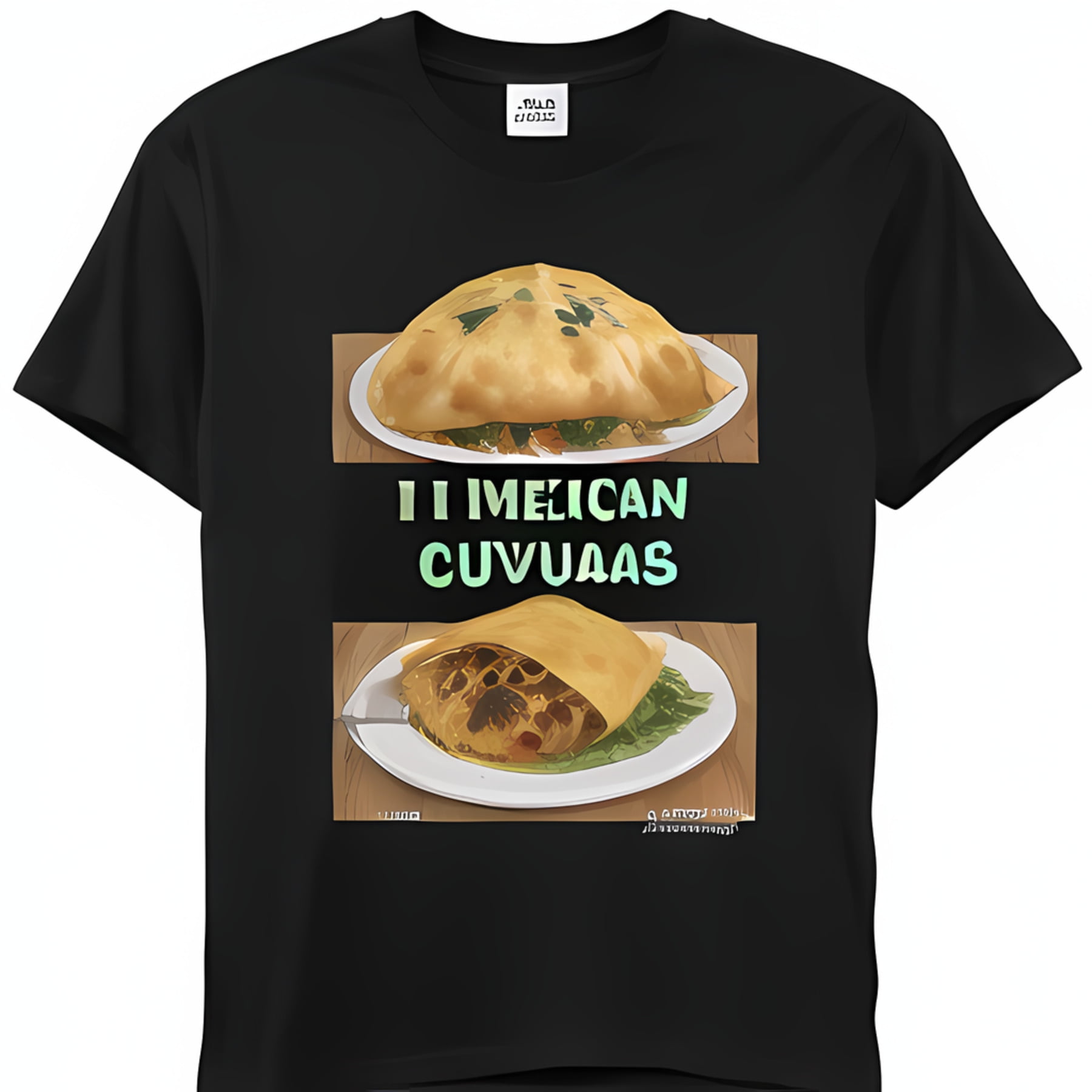 Black T-Shirt with Fun Graphic of Fried Pastry Plates Unique Foodie ...