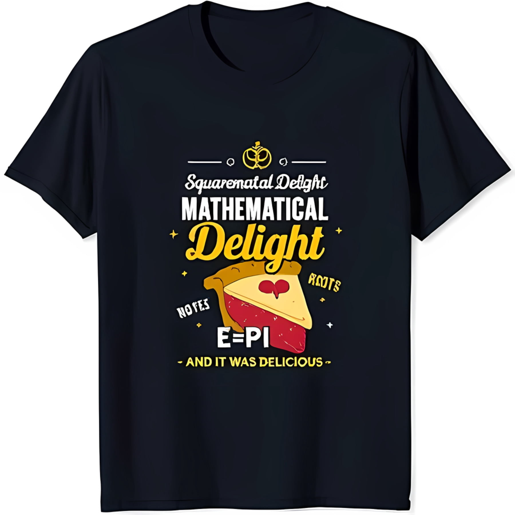 Black T-Shirt with Fun Pie Design 'Squarematal Delight' & 'E=Pi ...