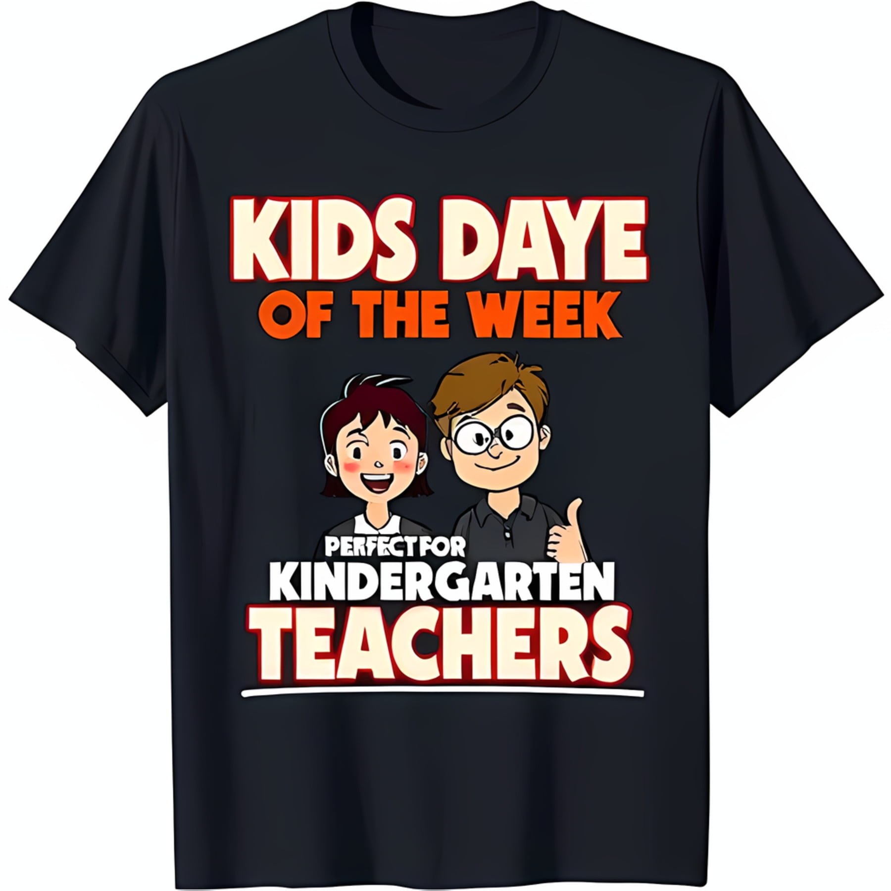 Black T-Shirt with Fun & White Graphic for Kindergarten Teachers ...