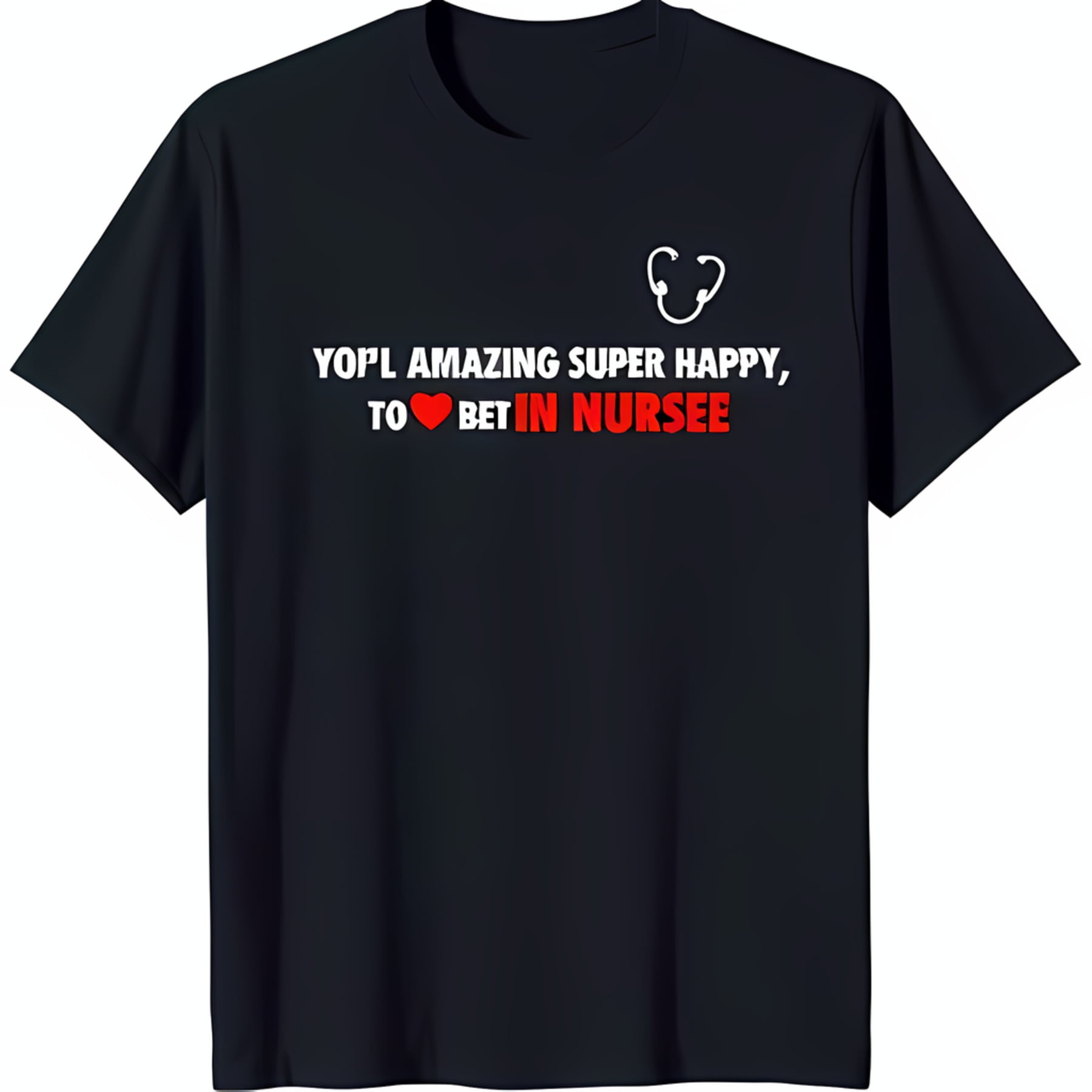 Black T-Shirt with Fun 'YOPL AMAZING SUPER HAPPY' Graphic - Walmart.com