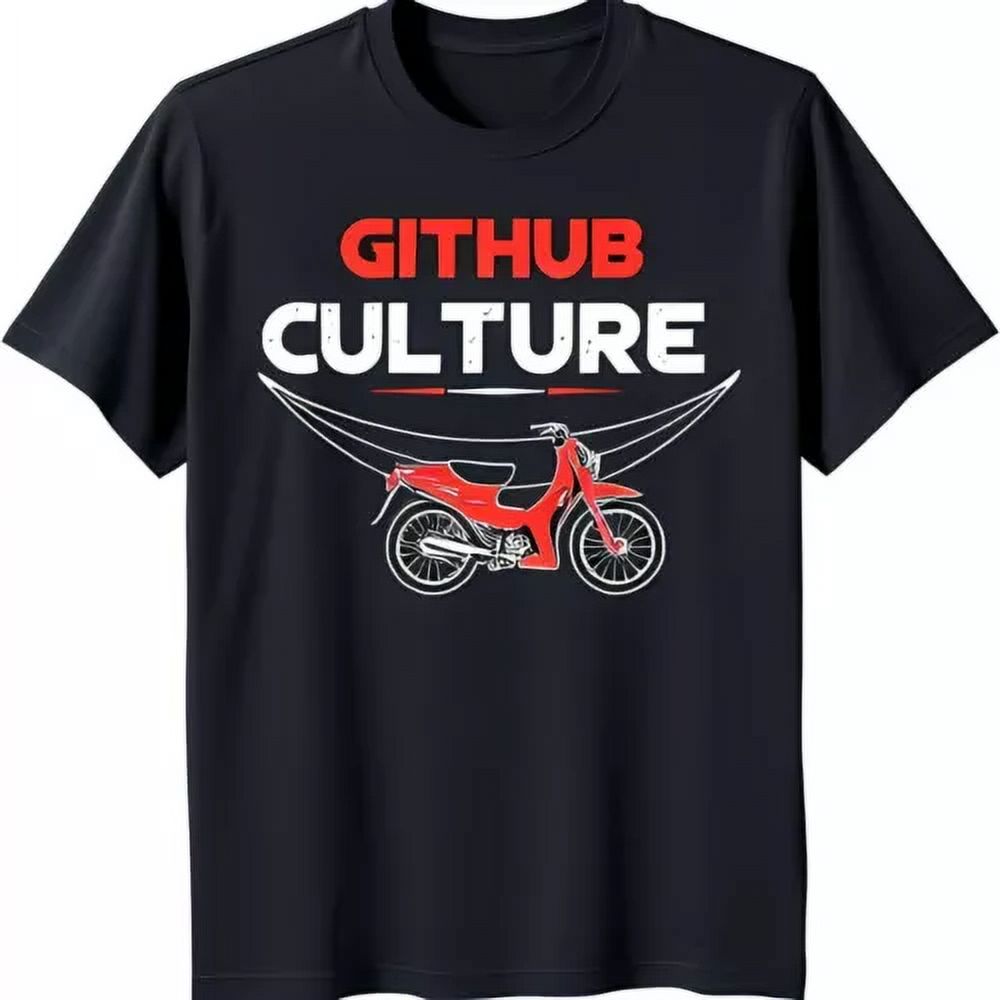 Black T-Shirt with 'GITHUB CULTURE' Text & Red Motorcycle Design - Walmart.com