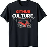 Black T-Shirt with 'GITHUB CULTURE' Text & Red Motorcycle Design ...