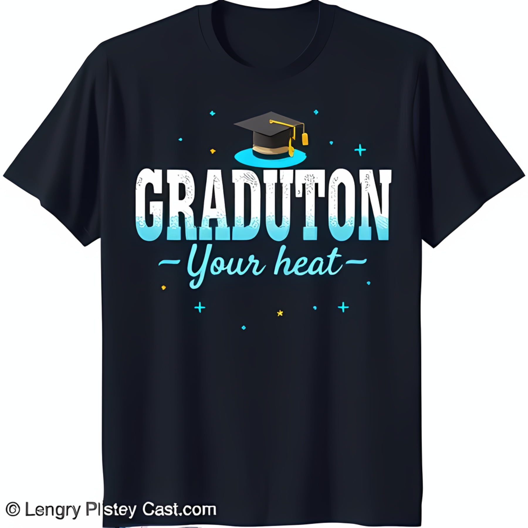 Black T-Shirt with 'GRADUTON' Text Graduation Design for Celebrating ...