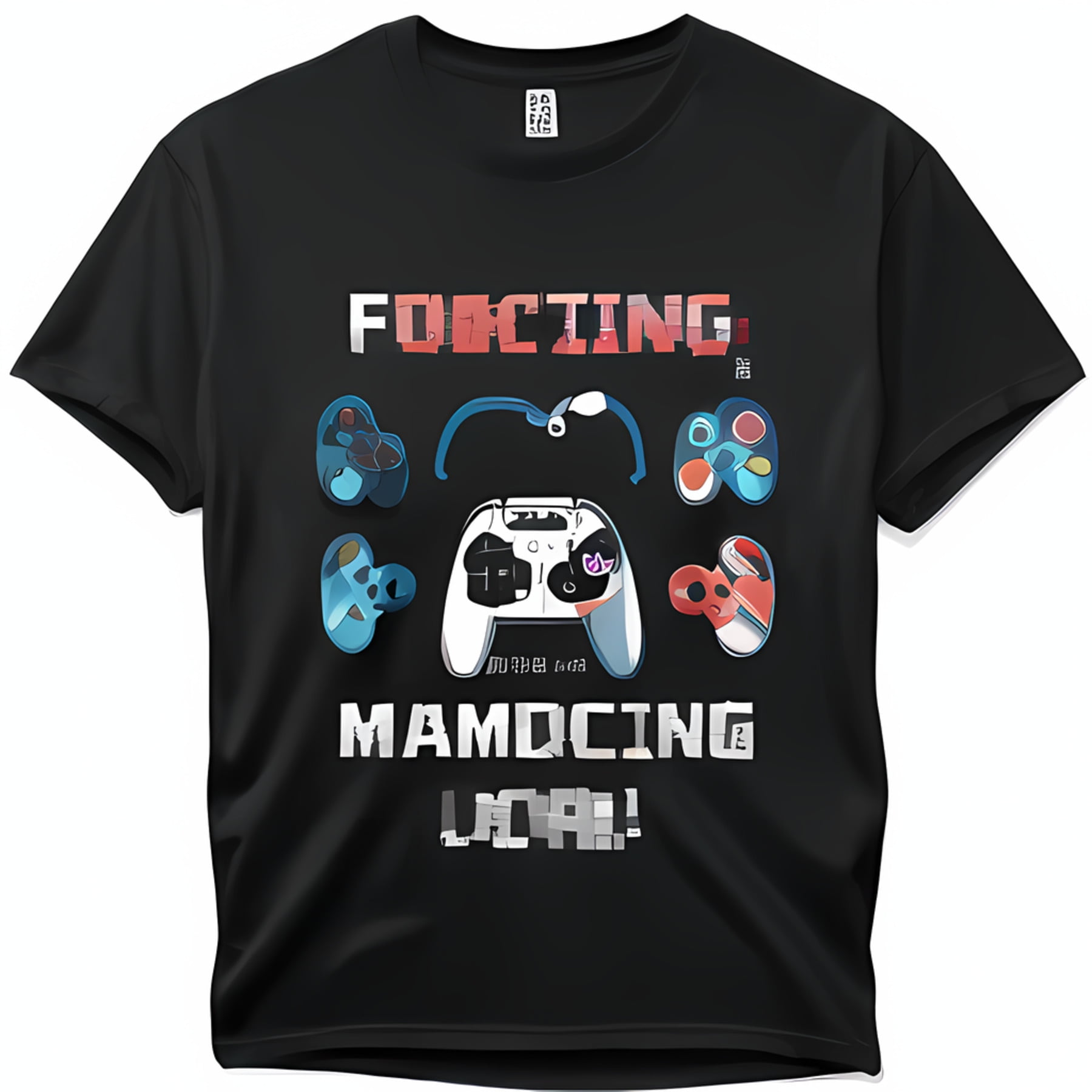 Black T-Shirt with Gamer & Cryptic Text Unique Vector Art Design ...