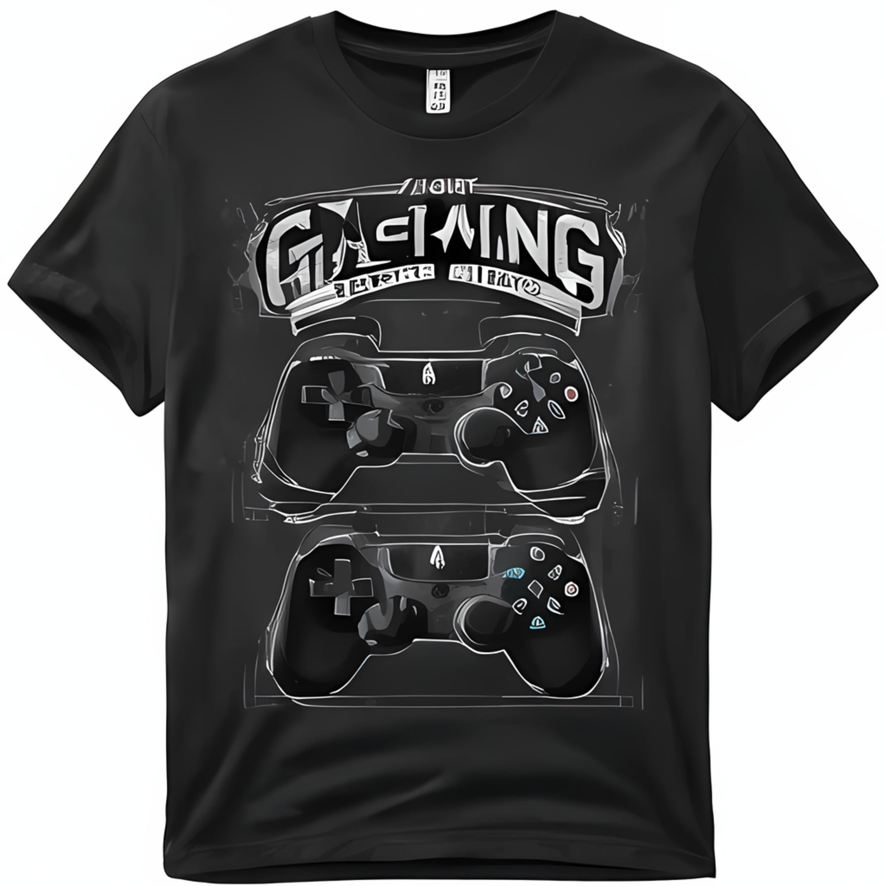 Black T-Shirt with Gaming Controllers Vector Design for Gamers and ...