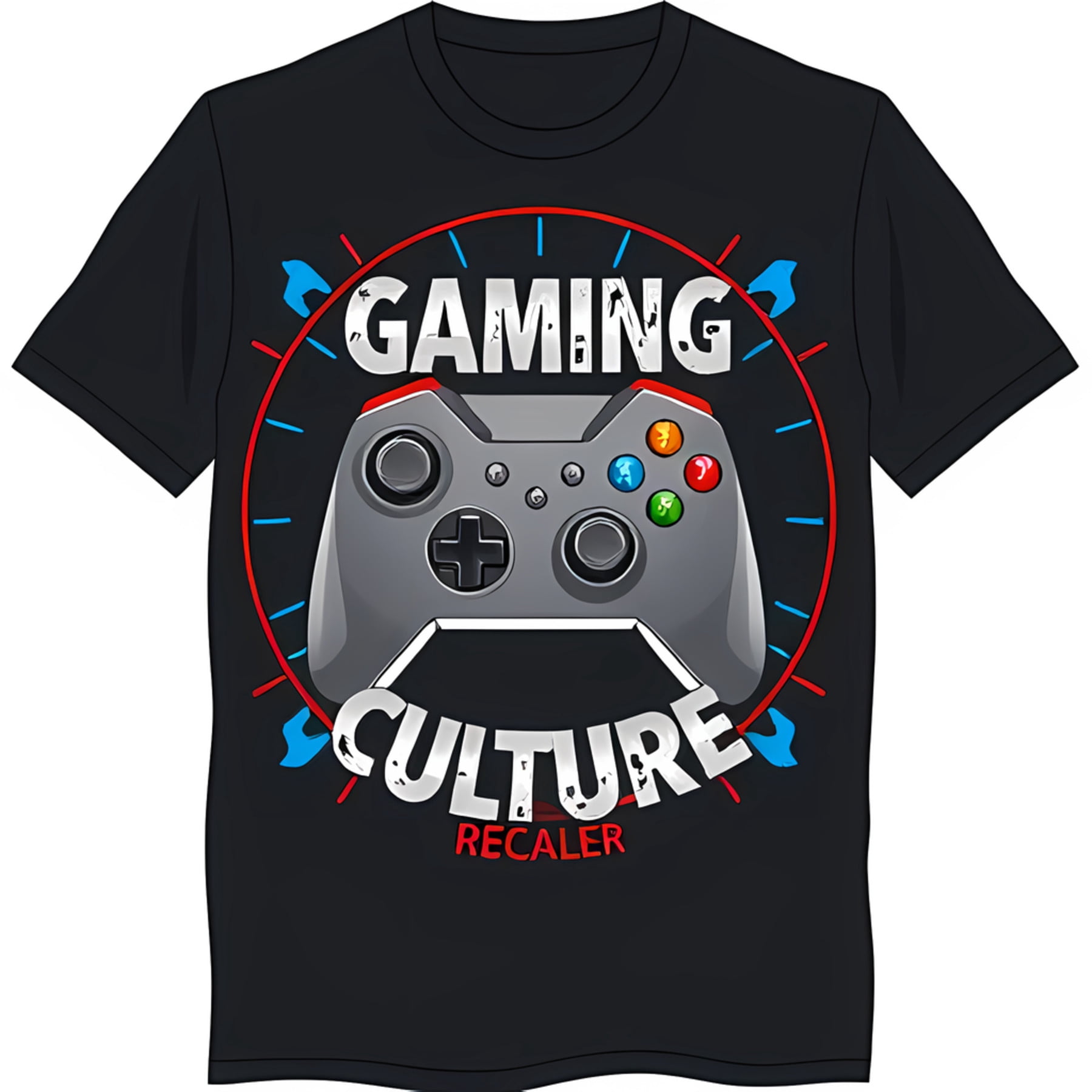Black T-Shirt with Gaming Culture Design & Controller Graphic Stylish ...