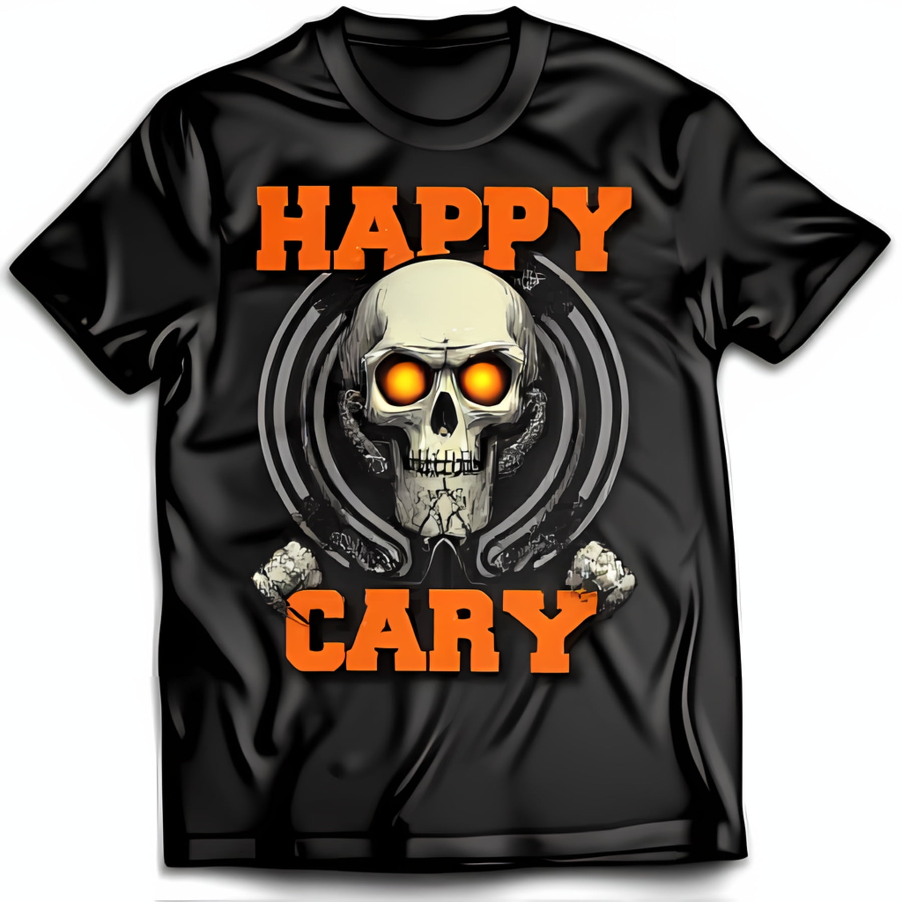 Black T-Shirt with Glowing & Happy Cary Design - Walmart.com