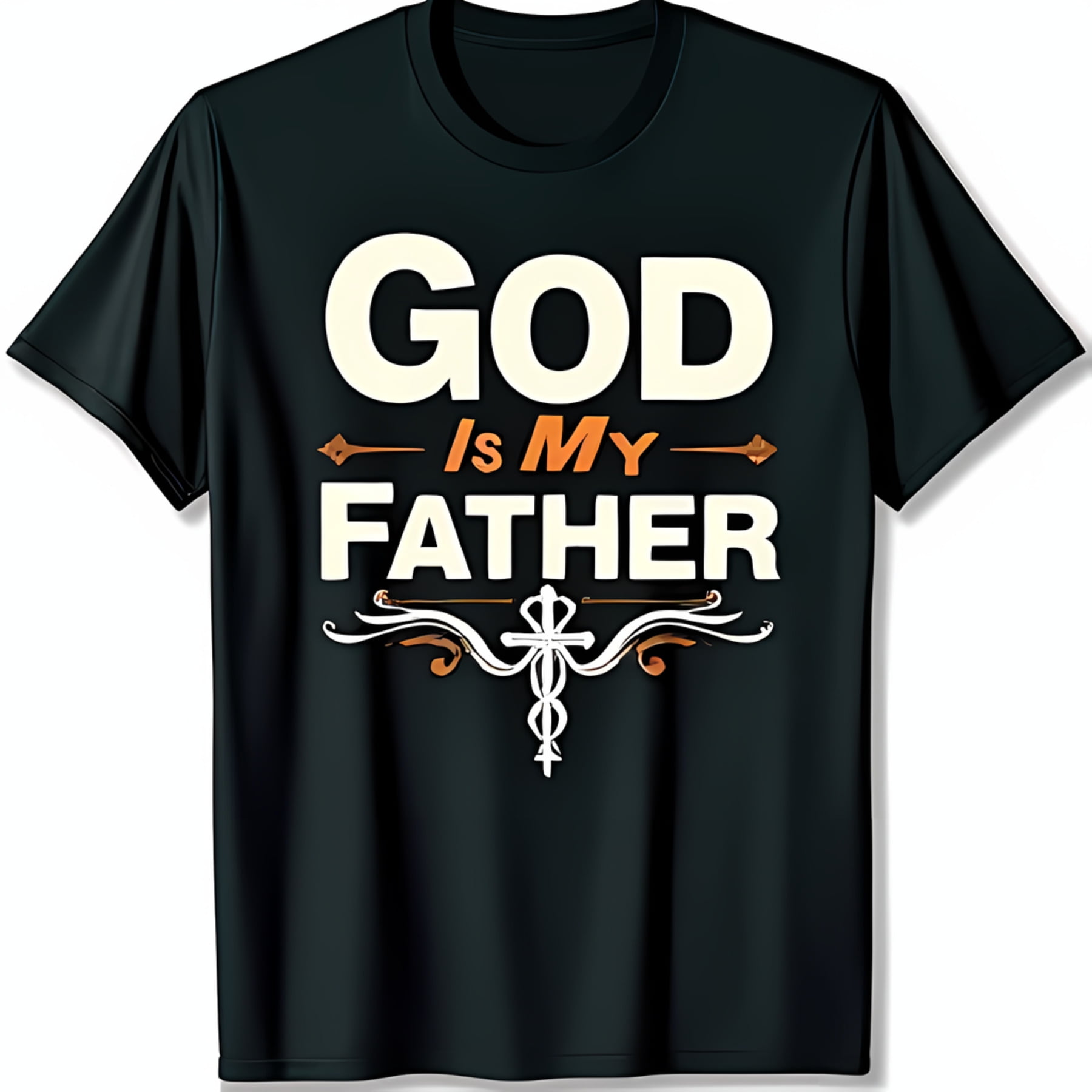Black T-Shirt with 'God Is My Father' & Stylized Design - Walmart.com
