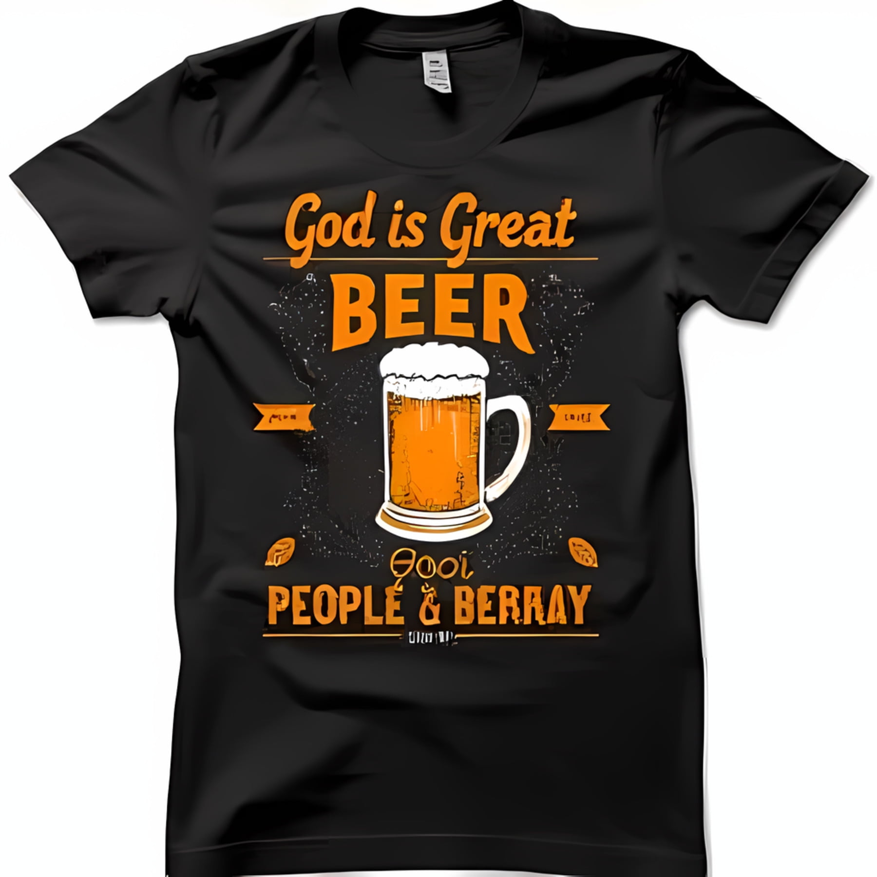 Black T-Shirt with 'God is Great Gooi People & Berray' Graphic Mug ...