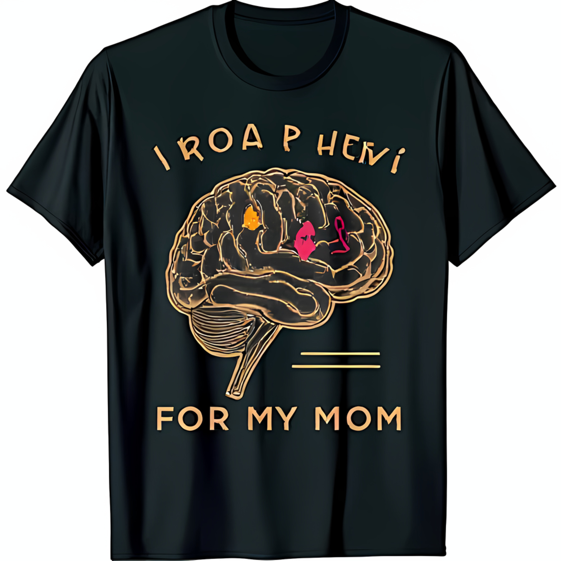 Black T-Shirt with Gold Brain Outline Highlighted Sections & FOR MY MOM ...