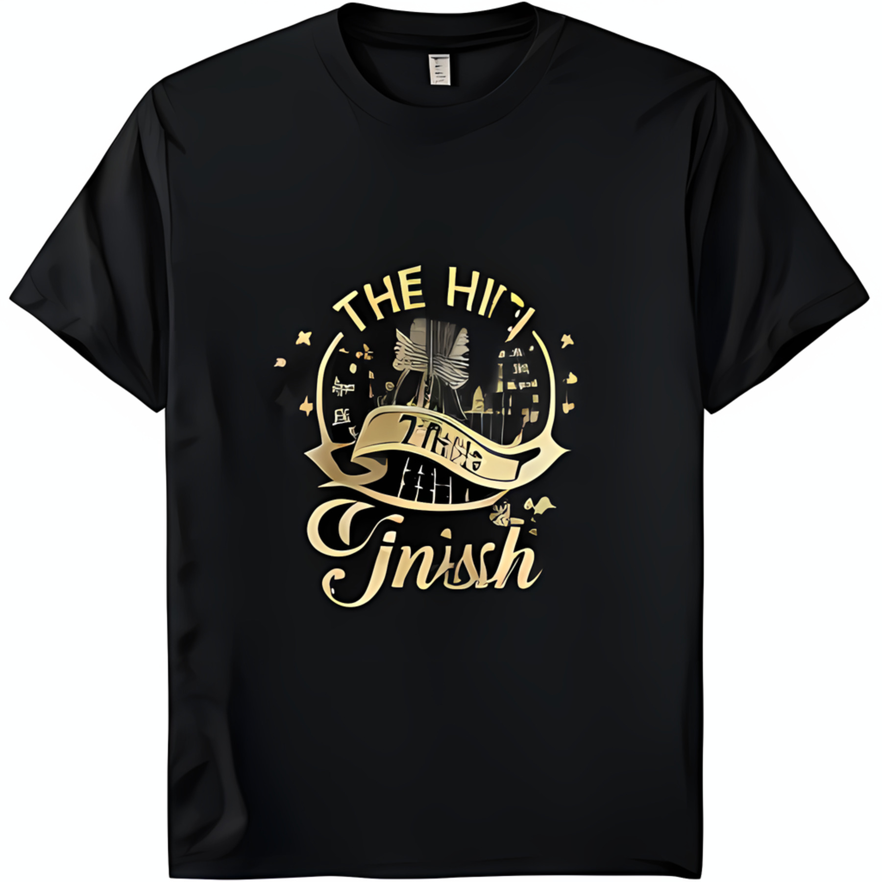 Black T-Shirt with Gold City Skyline Design The Hi y & Jinish Text 7 ...