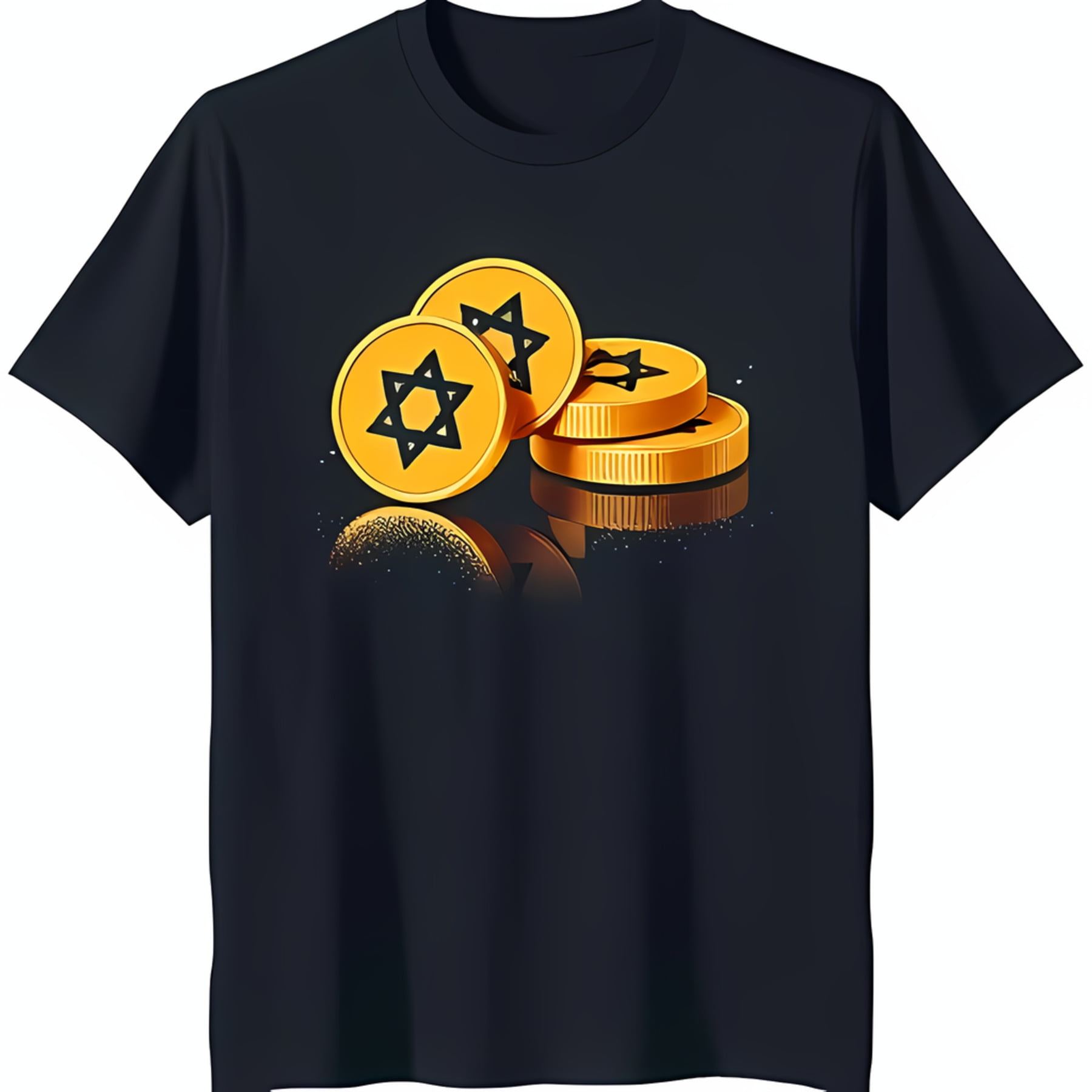 Black T-Shirt with Gold Design on Top Coin - Walmart.com