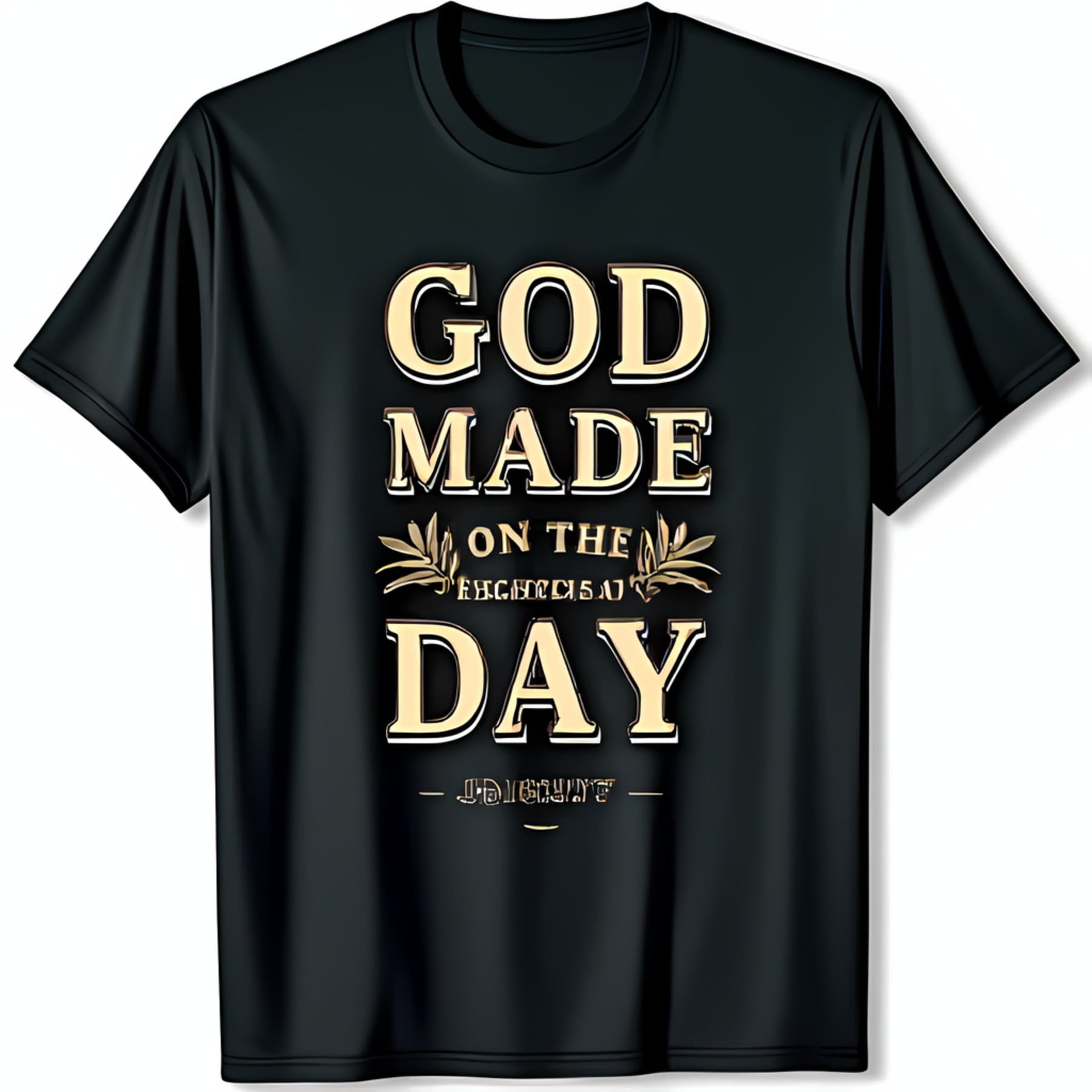 Black T-Shirt with Gold 'God Made On The Eighth Day Doughnut' Design ...