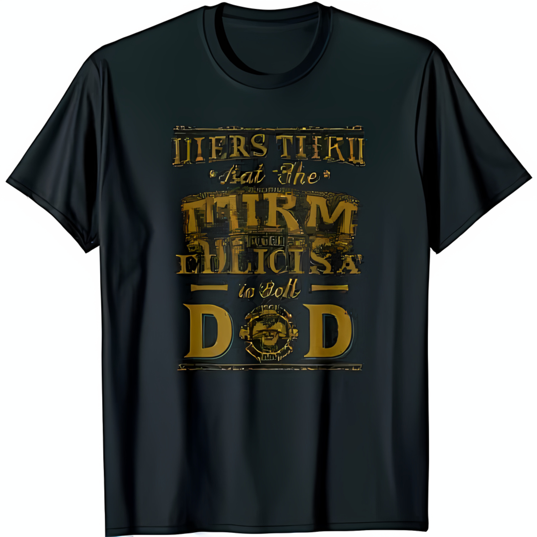 Black T-Shirt with Gold Lettering DIERS THRU *At The* FIRM DELICTSA DOD ...