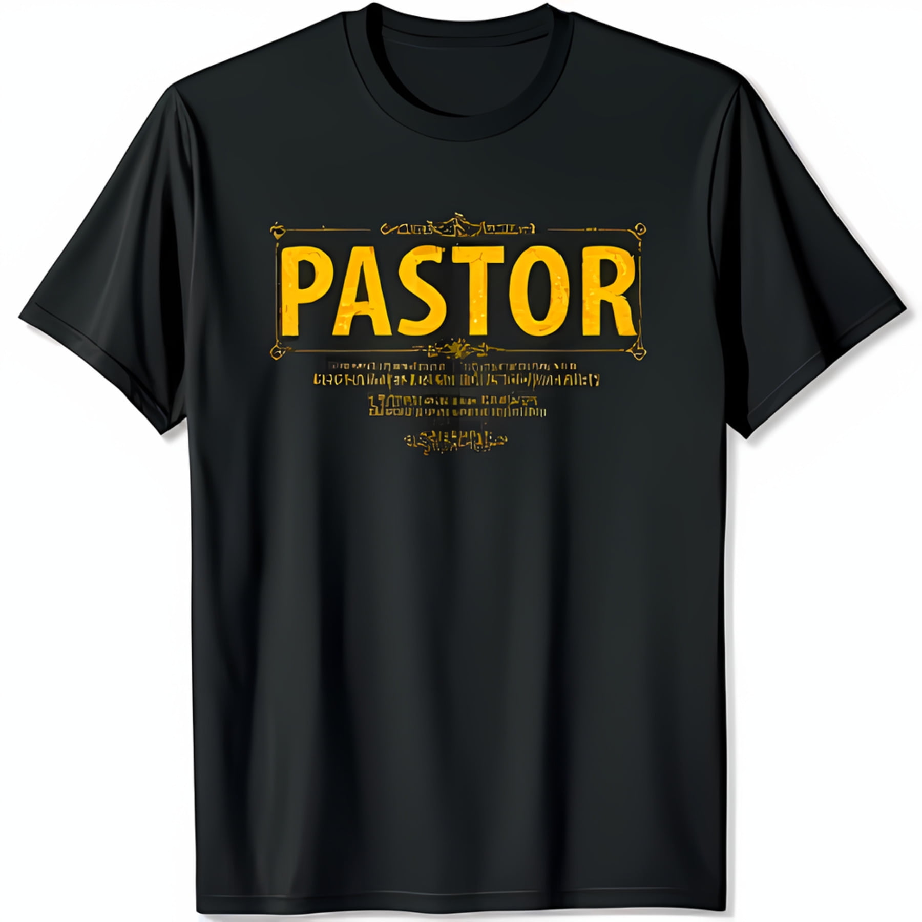Black T-Shirt with Gold 'PASTOR' Design in Rectangular Stylish & Unique ...