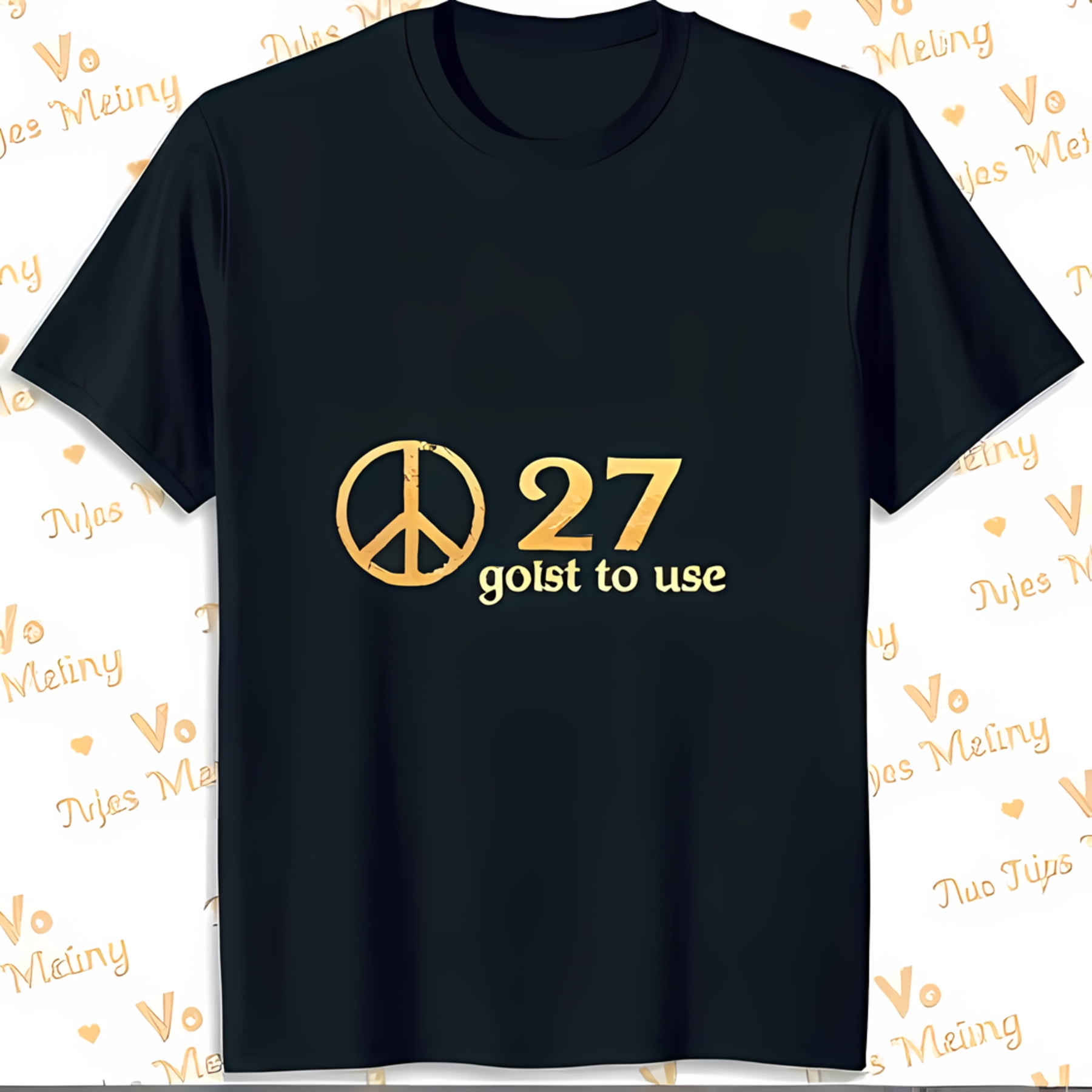 Black T-Shirt with Gold Peace Symbol & Number 27 Goist to Use Design ...