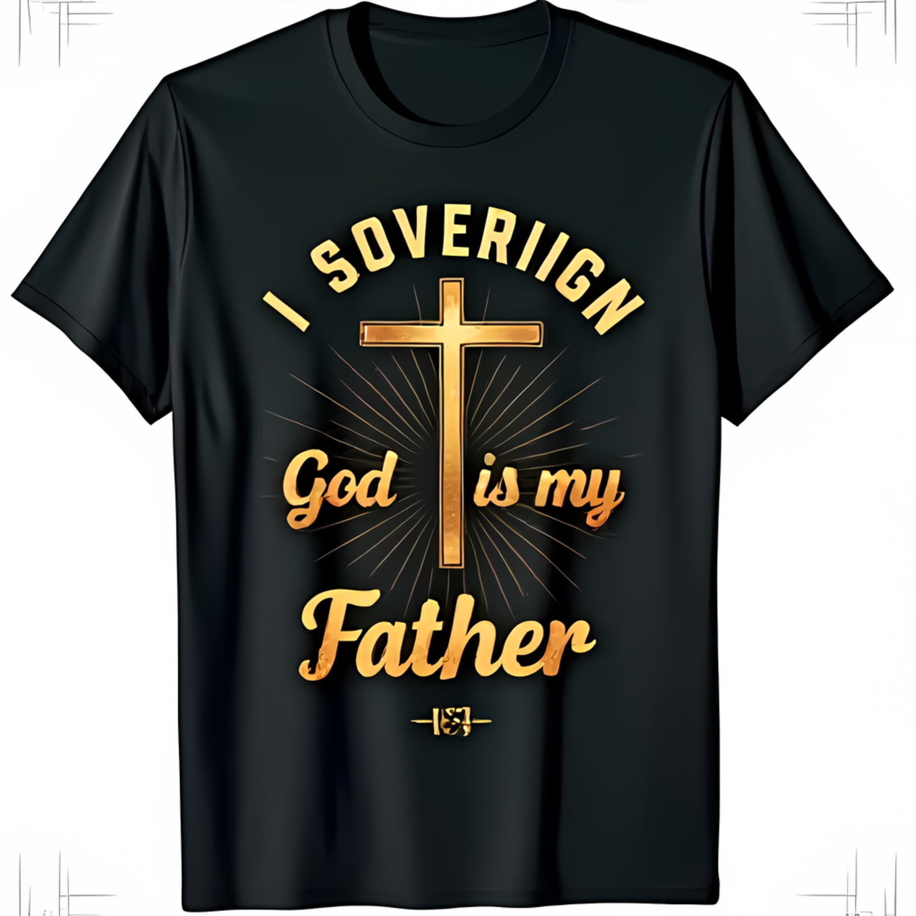 Black T-Shirt with Gold Sovereign God is my Father Graphic Design ...