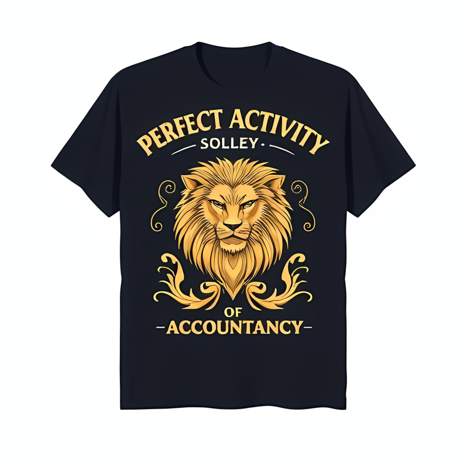 Black T-Shirt with Golden Lion's Head Design ' Activity of Accountancy ...