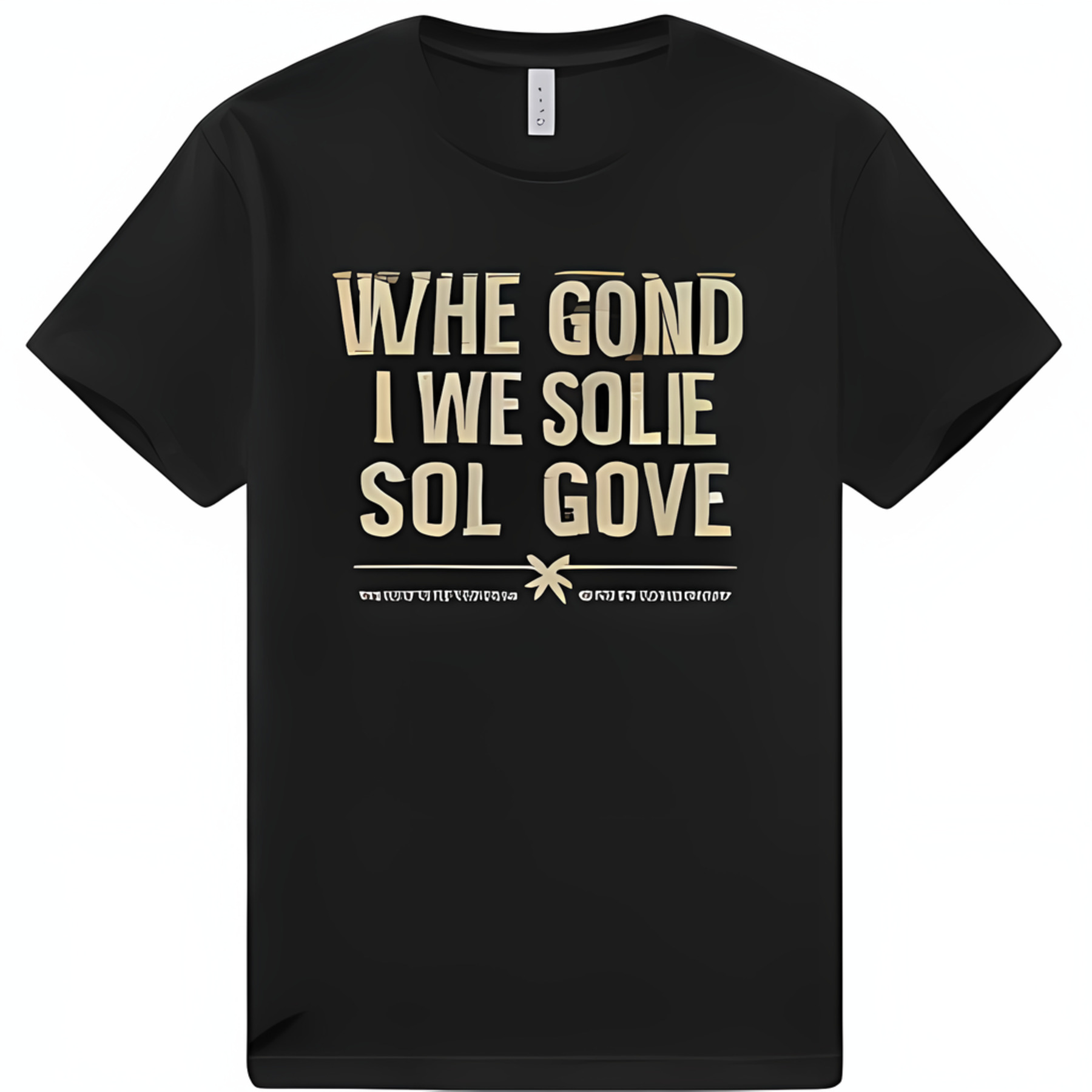 Black T-Shirt with Golden Print WHE GOND I WE SOLIE SOL GOVE Fun Casual ...