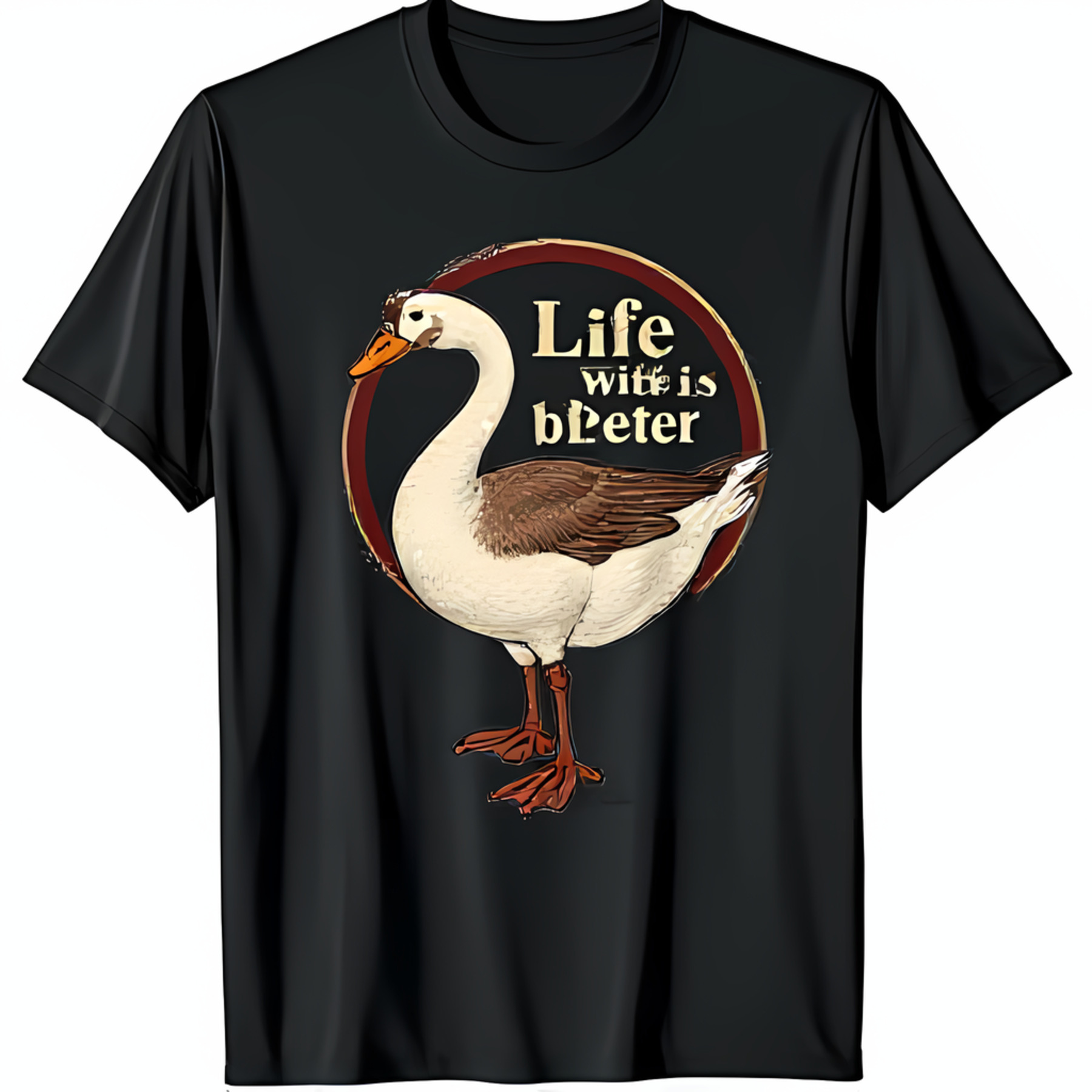 Black T-Shirt with Goose Graphic and Life with a Bleeter Text - Walmart.com