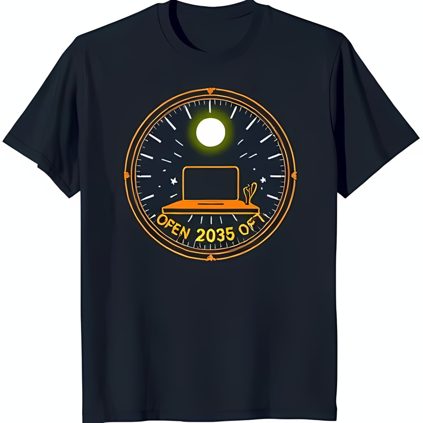 Black T-Shirt with Graphic: Computer Stars OPEN 2035 OFF - Walmart.com