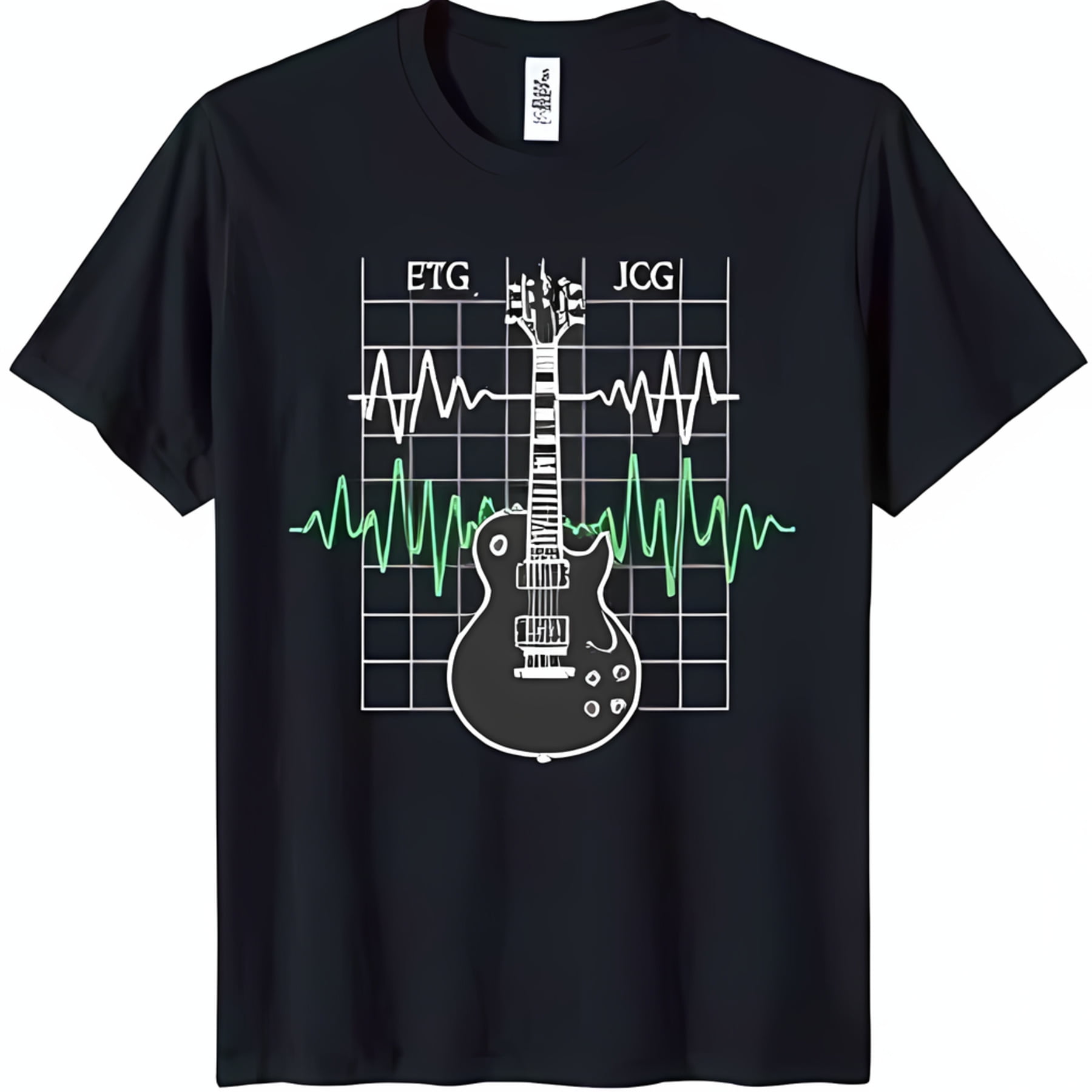 Black T-Shirt with Graphic & EKG Line ETG JCG Design - Walmart.com