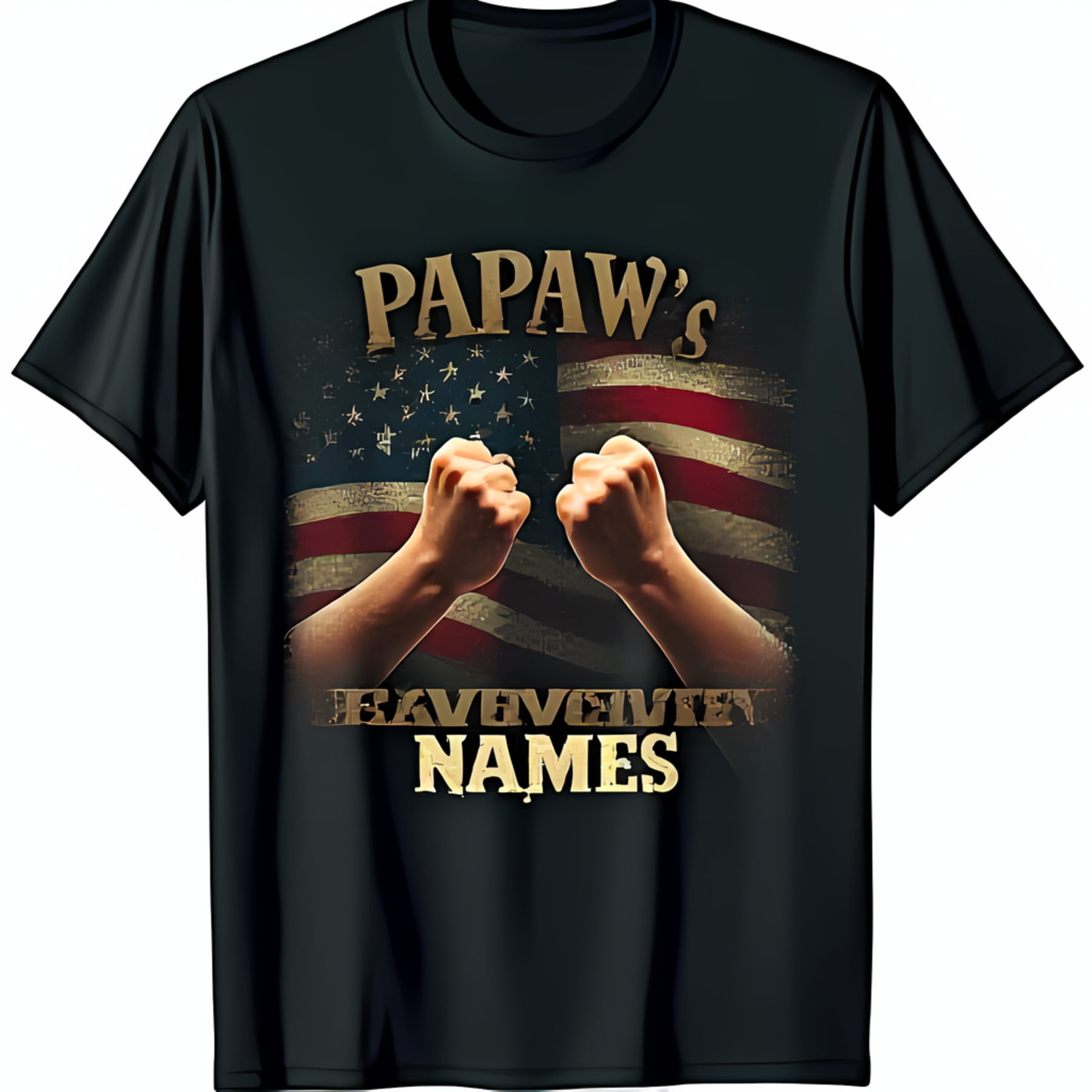 Black T-Shirt with Graphic & Fists Papaw s Brave Names - Walmart.com