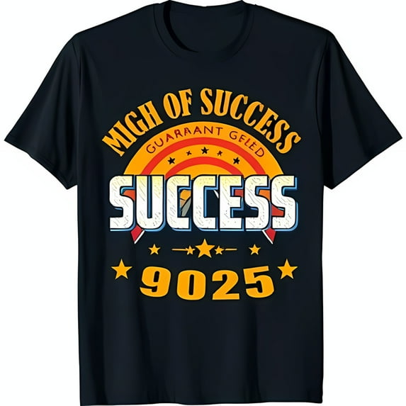 Black T-Shirt with Graphic and 'Guarant Geled' Design 'Migh of Success ...